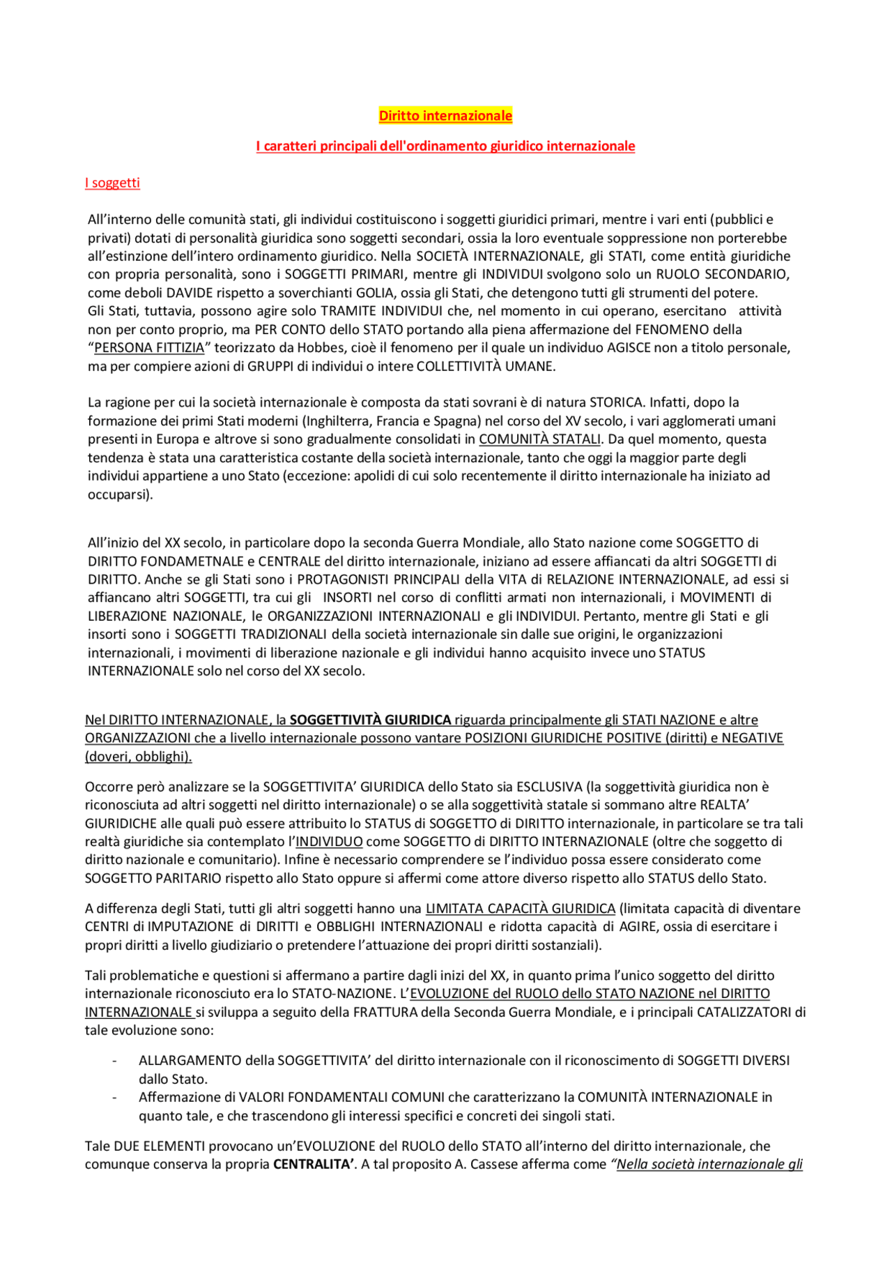 Diritto Internazionale A Cassese Docsity