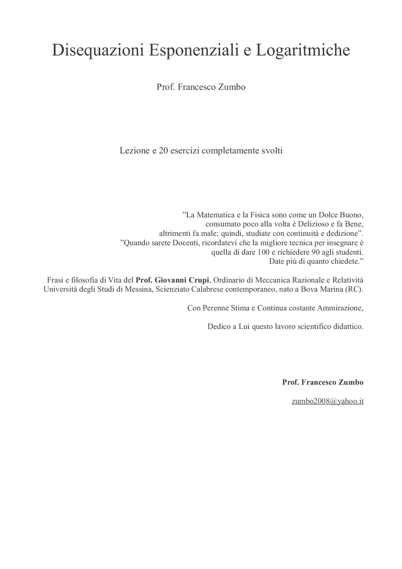 Disequazioni Esponenziali E Logaritmiche Docsity