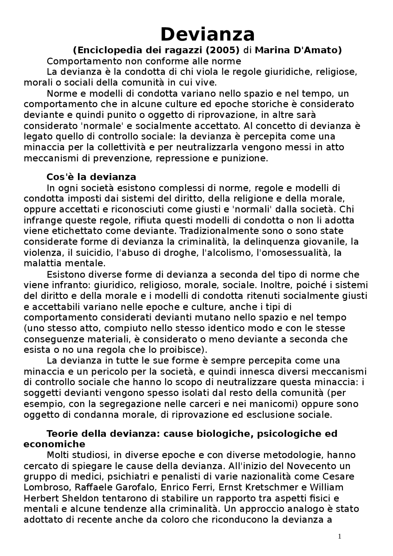 Riassunto Devianza Stigma Docsity