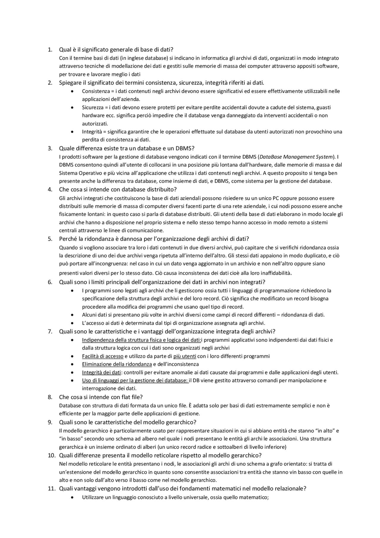 Informatica Base Di Dati Docsity