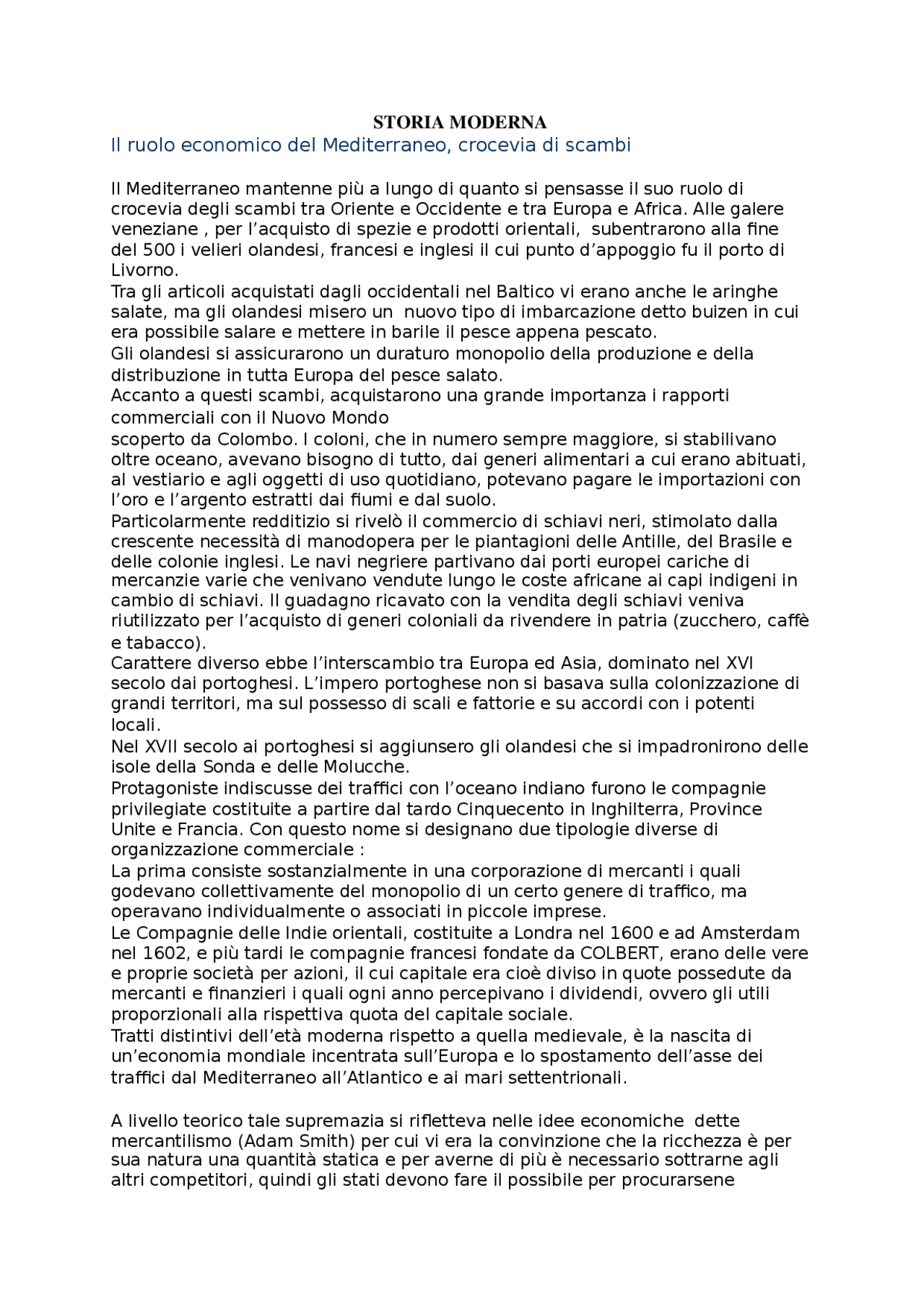 Storia Moderna Docsity