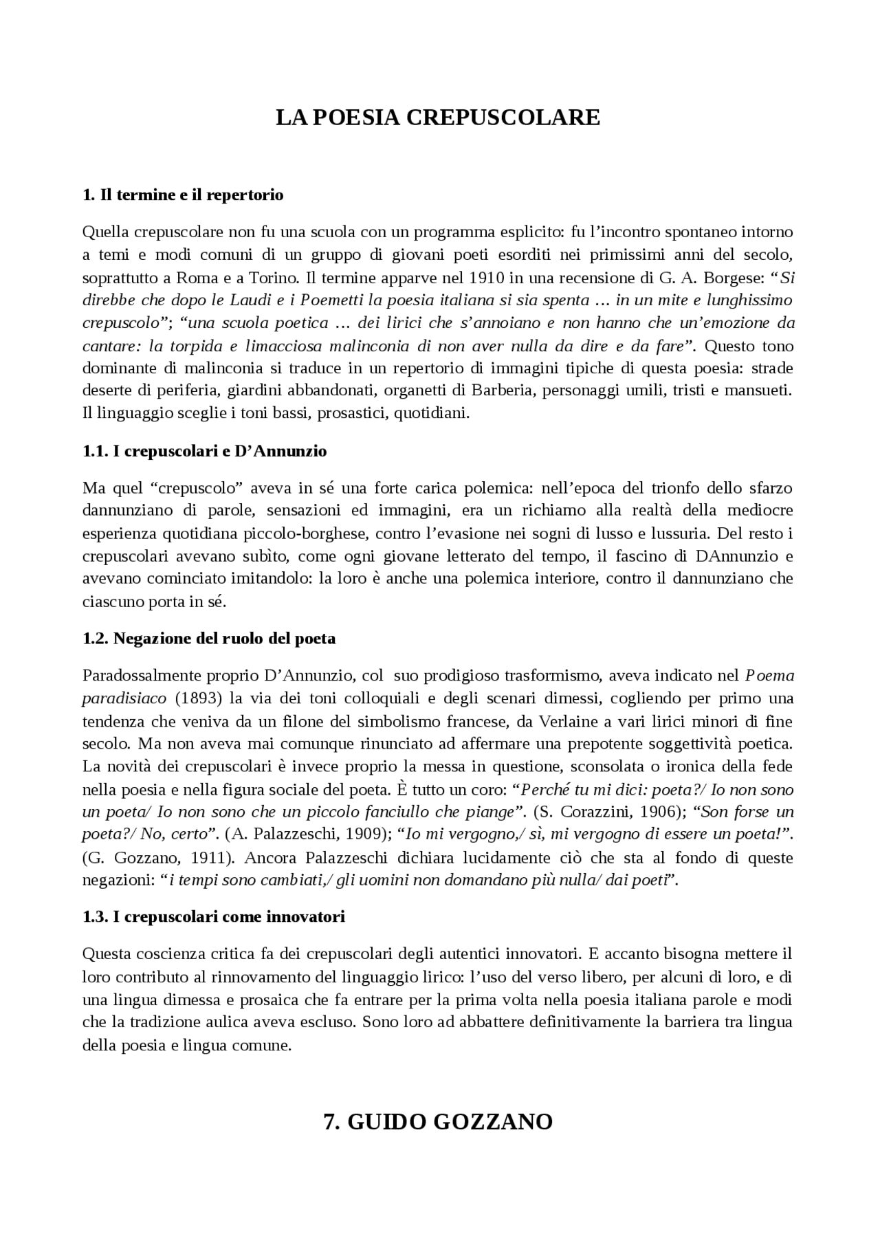 La Poesia Crepuscolare Docsity