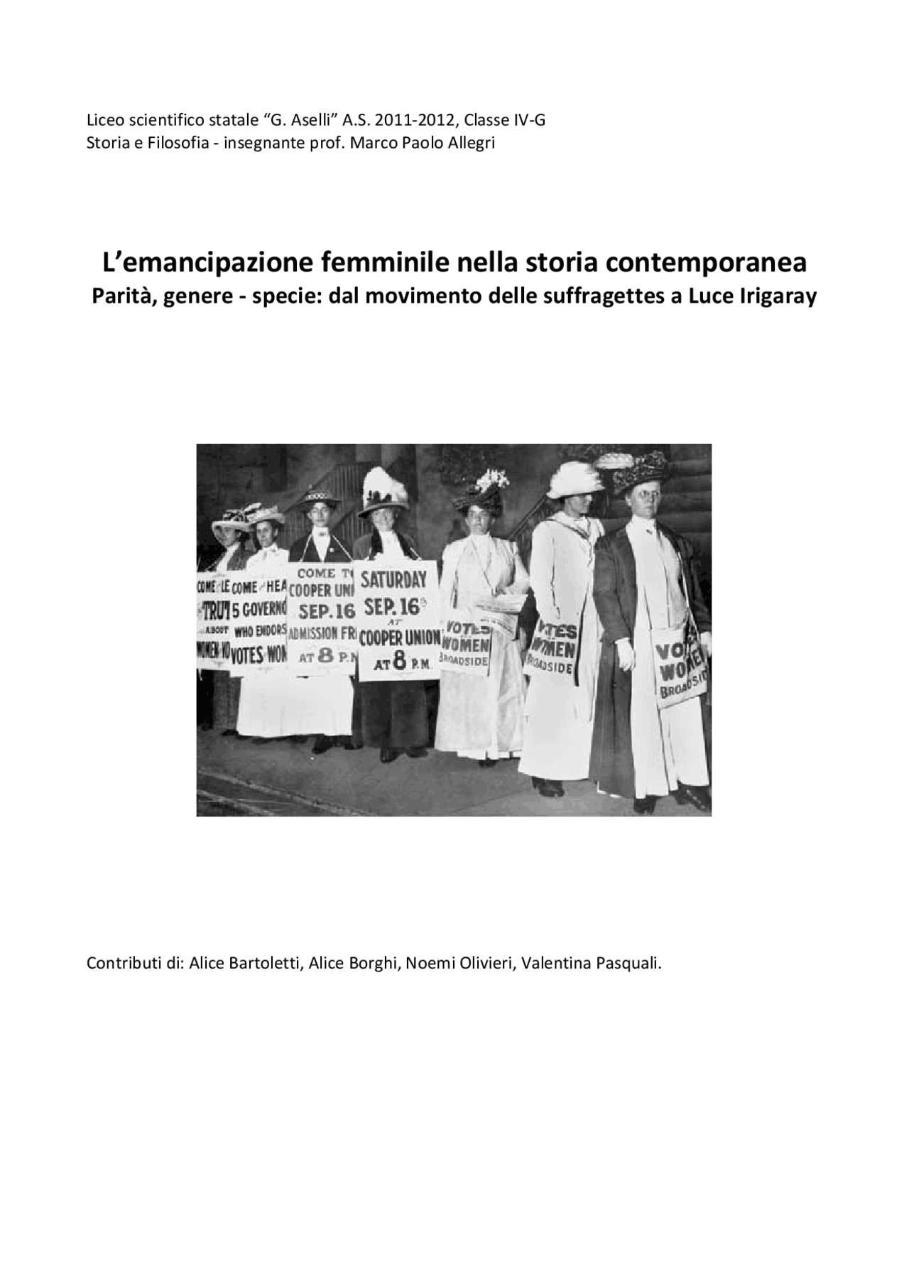 Il Femminismo Docsity