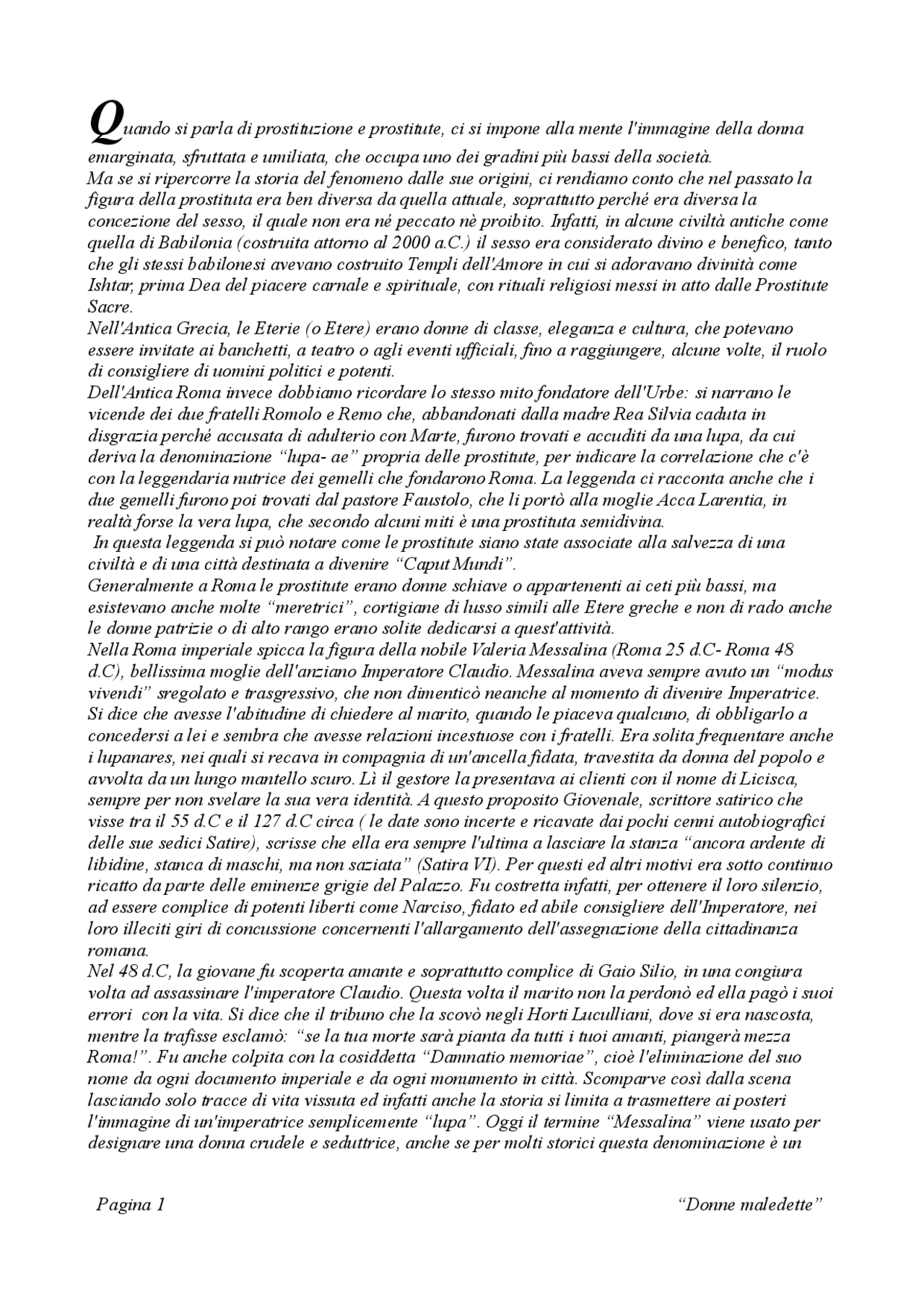 Tesi Di Maturità Sulla Prostituzione Tesine Di Maturità Di Scienze
