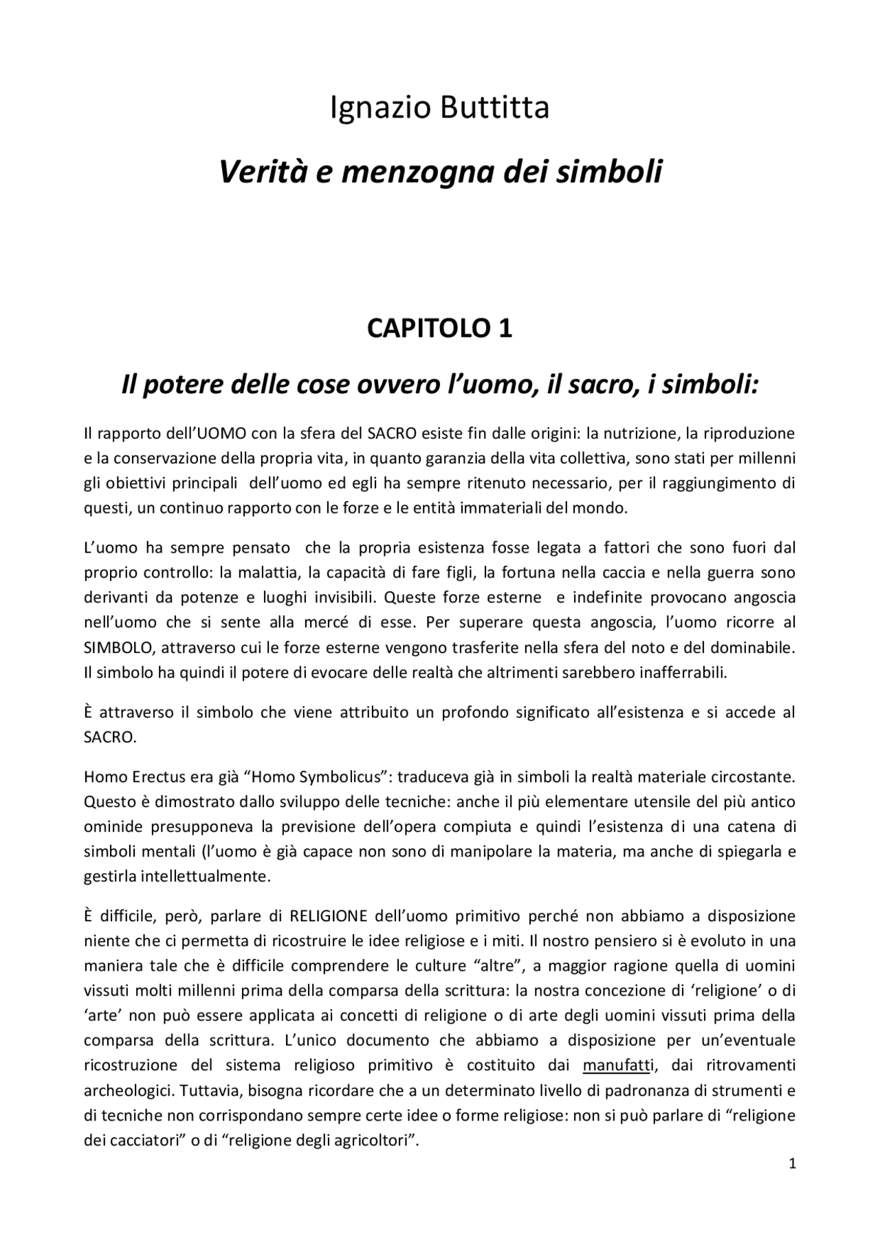 Riassunto Buttitta Verità E Menzogna Dei Simboli Docsity