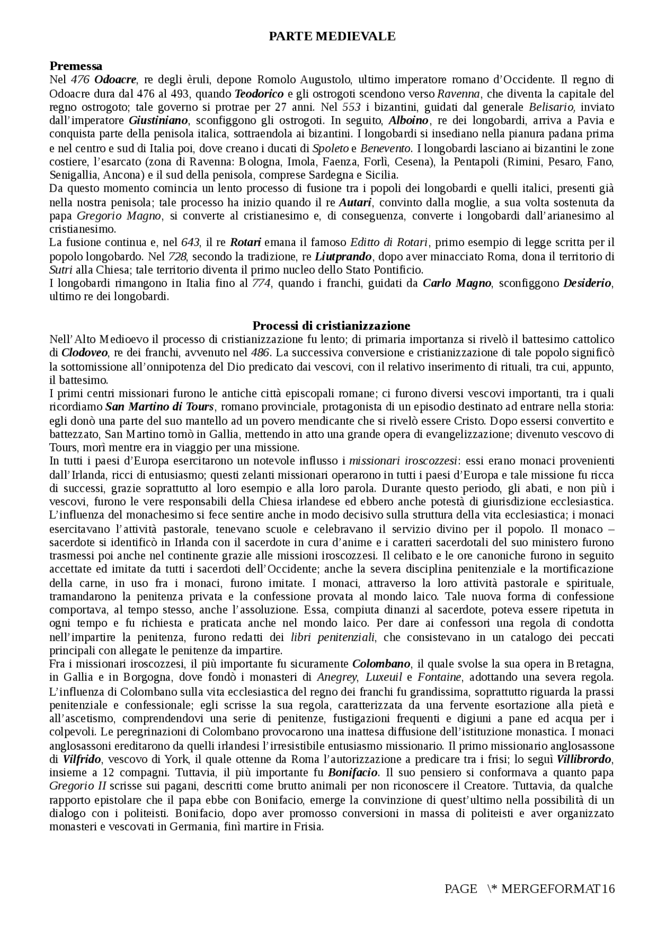 Storia Del Cristianesimo Medioevo Docsity
