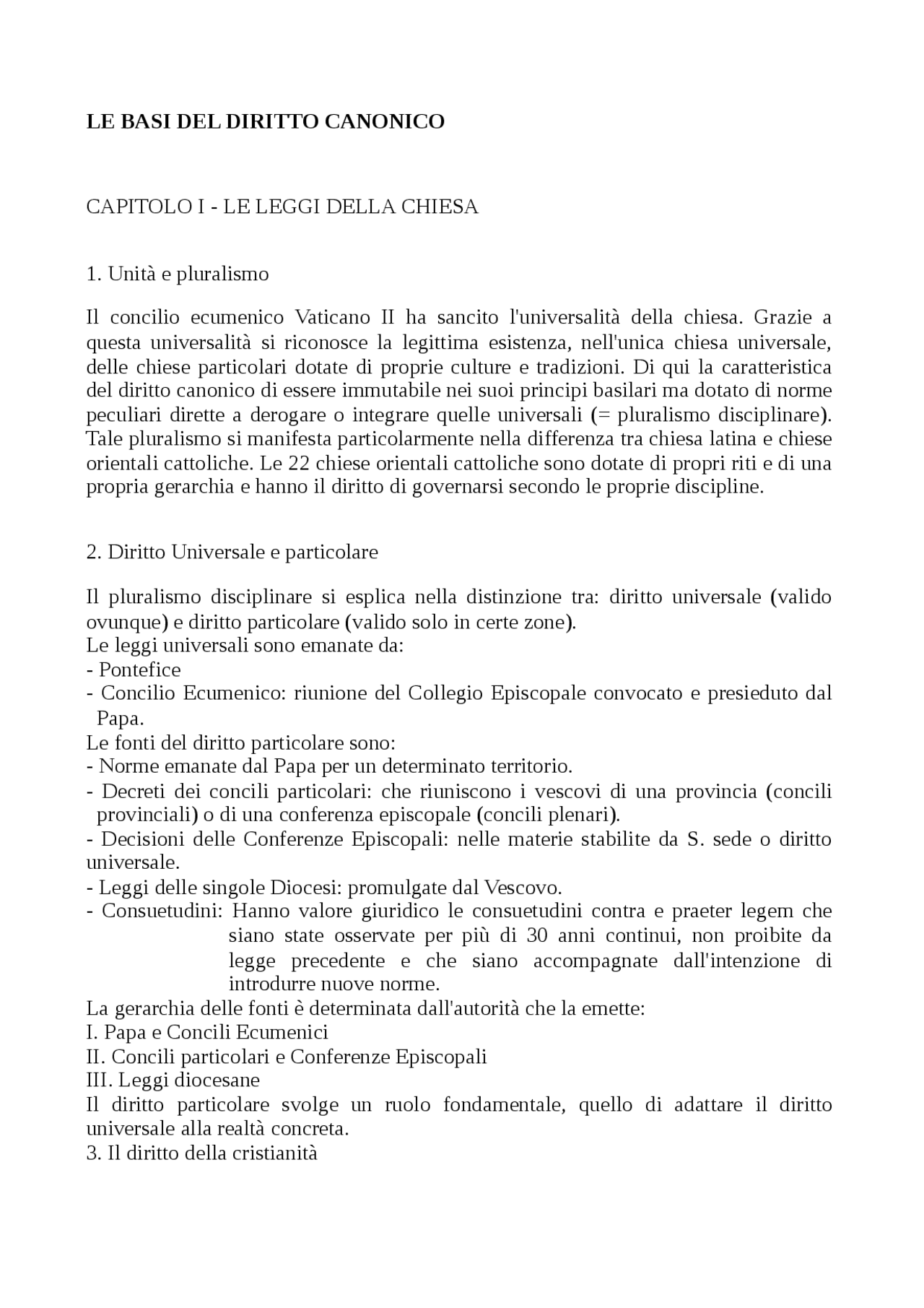 Le Basi Del Diritto Canonico Docsity