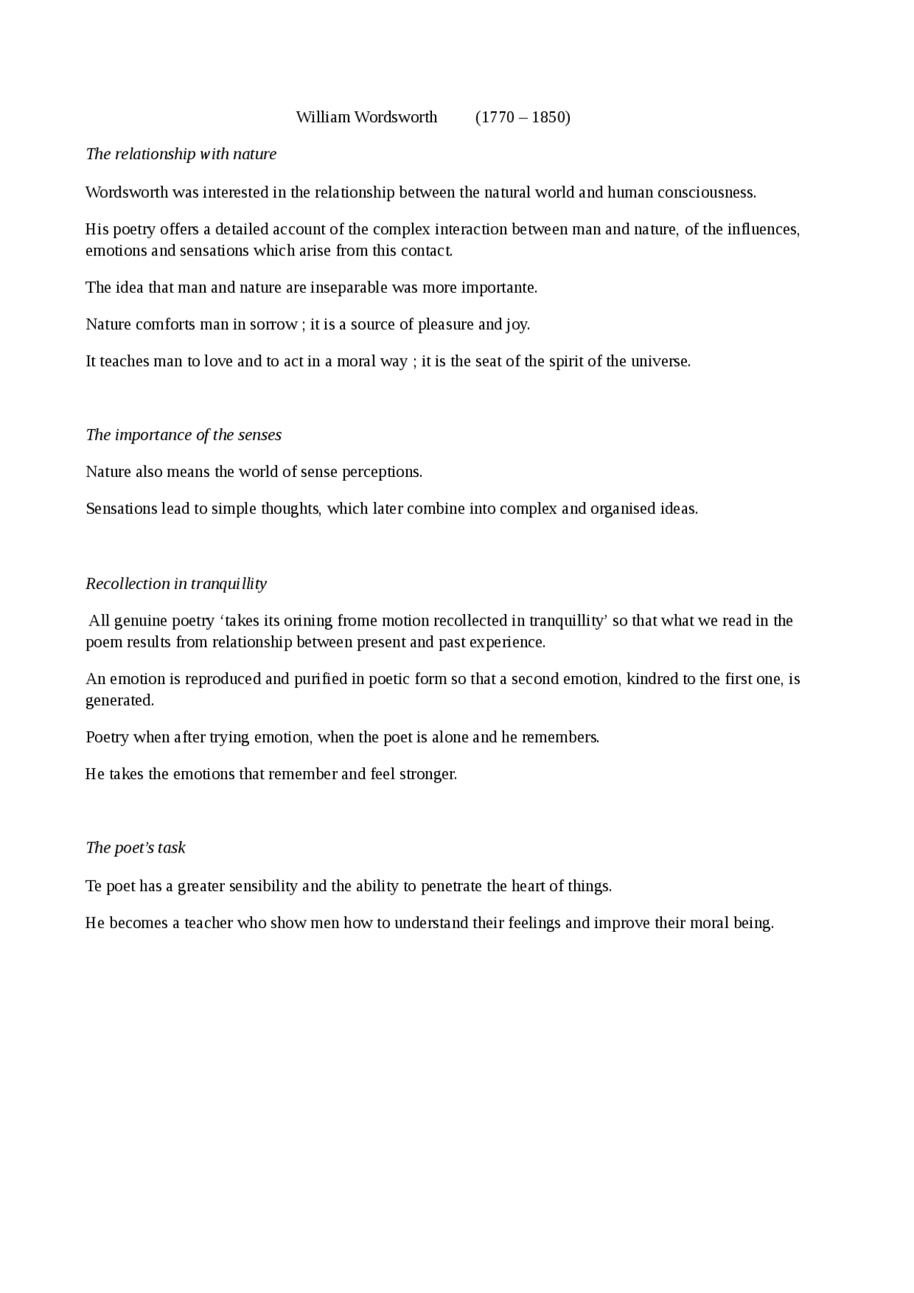 William Wordsworth Docsity