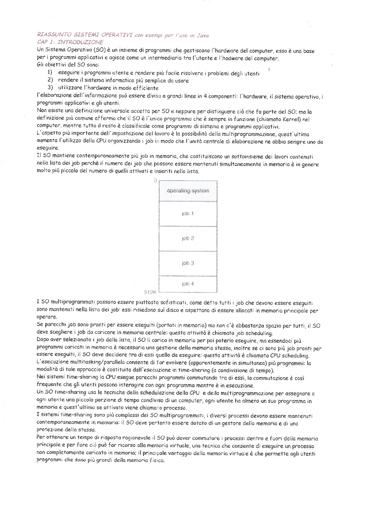 Riassunti Sistemi Operativi Docsity