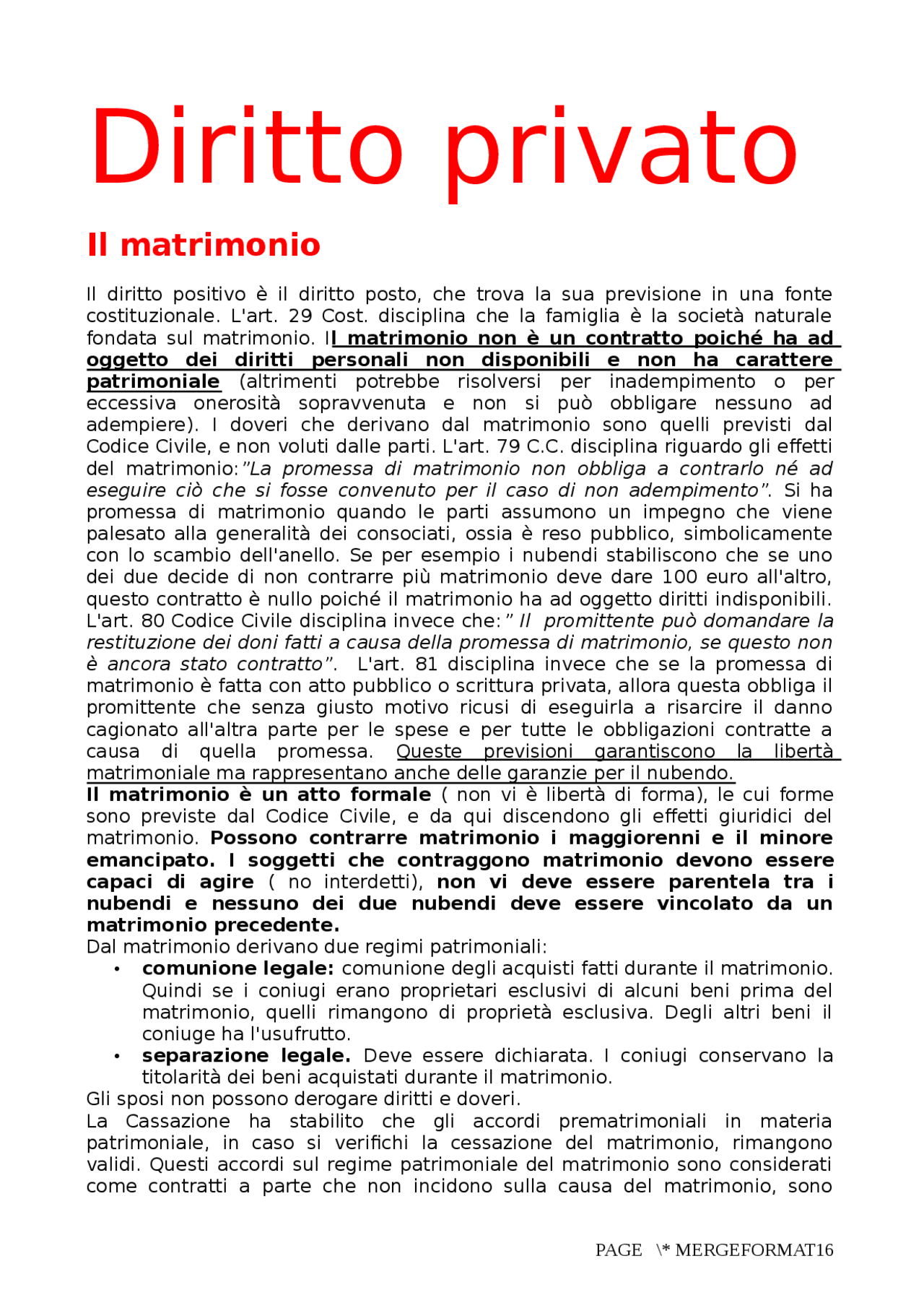 Appunti diritto privato 2 (matrimonio e successioni) | Appunti di Diritto Privato | Docsity