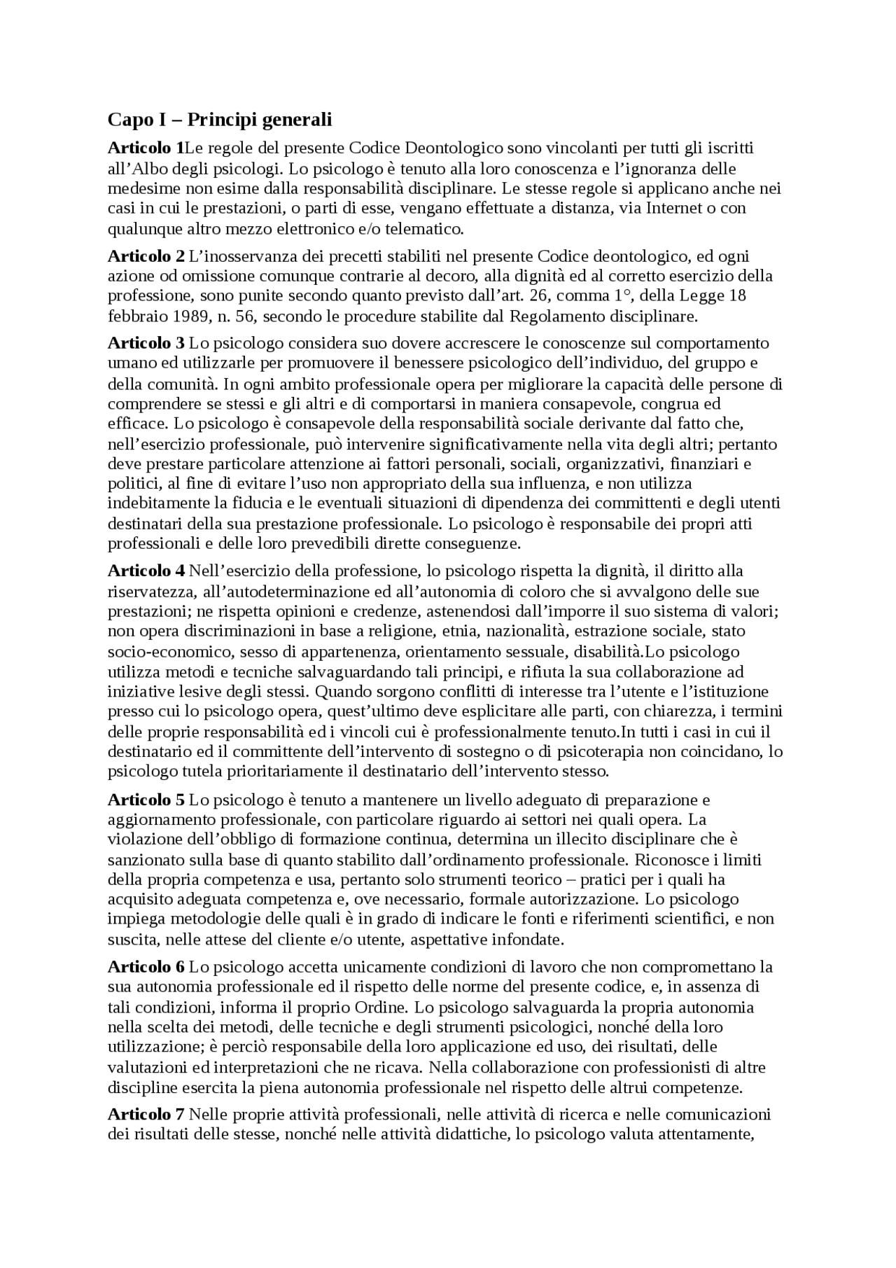 Codice Deontologico Docsity