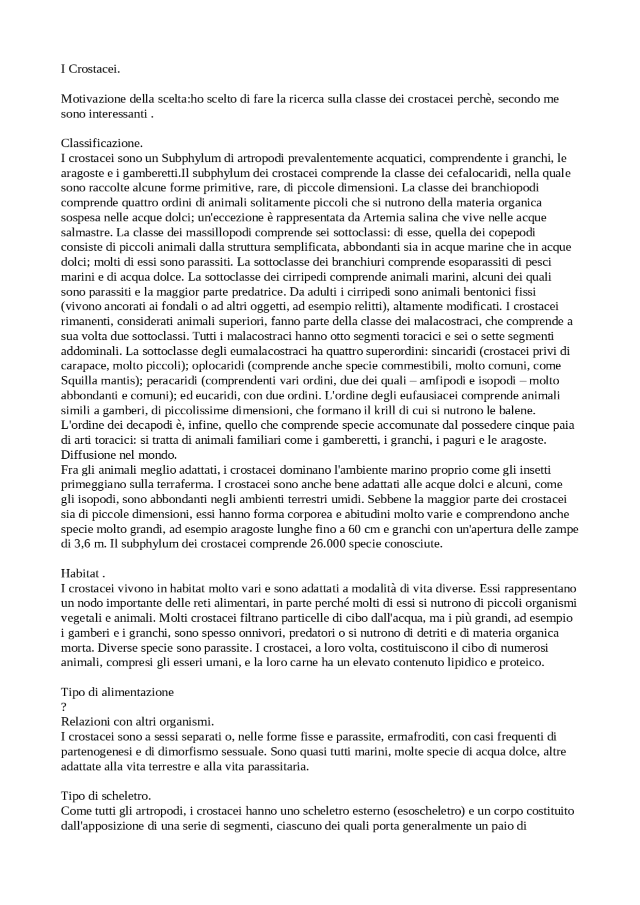 Crostacei Luca Docsity