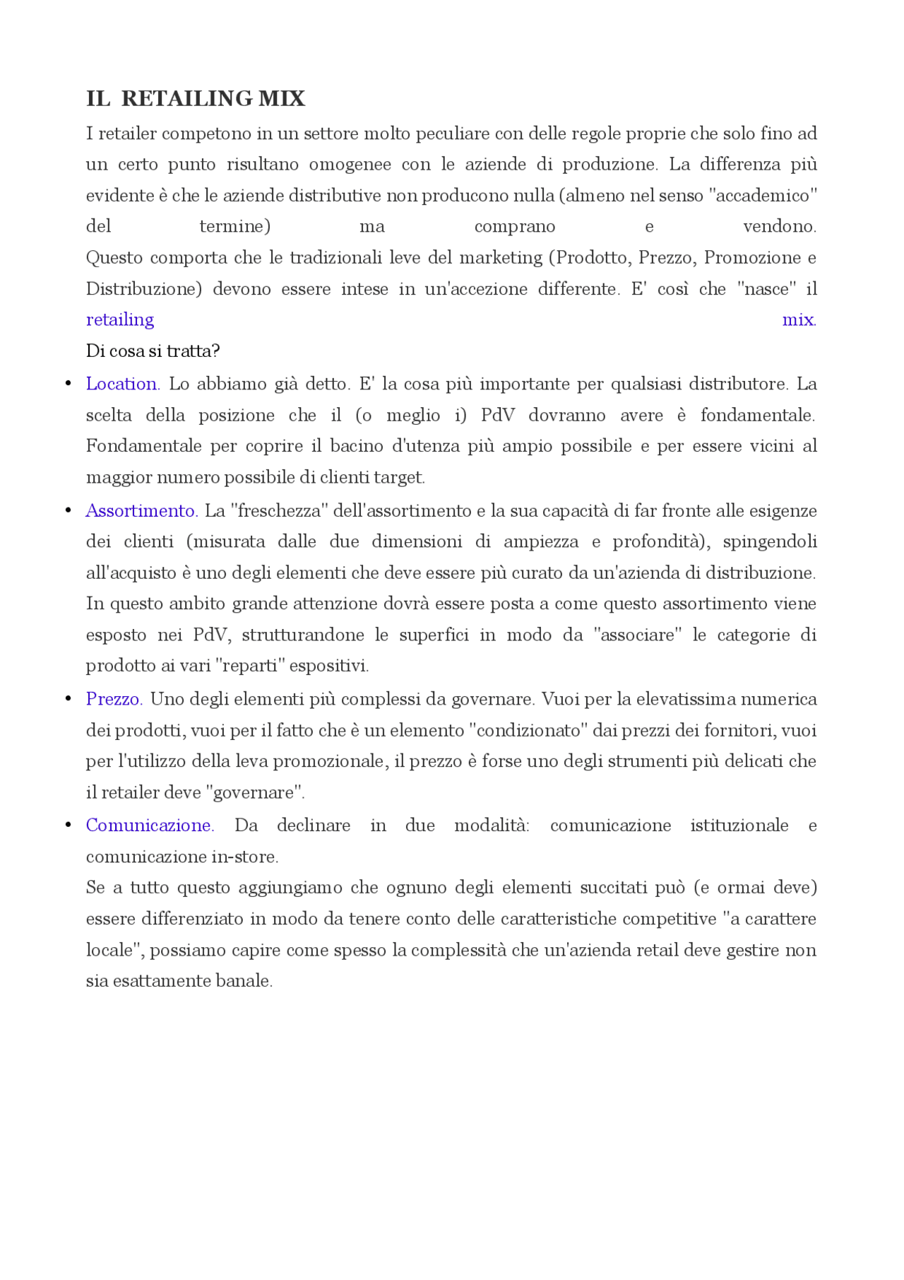 Retailing Mix Docsity