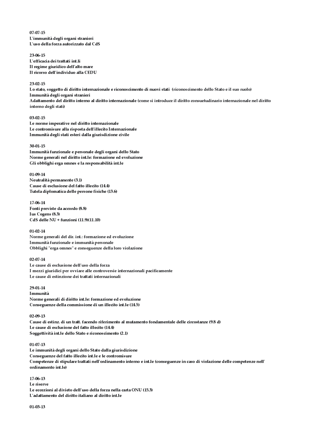 Domande Diritto Internazionale Pietrobon 2011 2015 Unipd Docsity