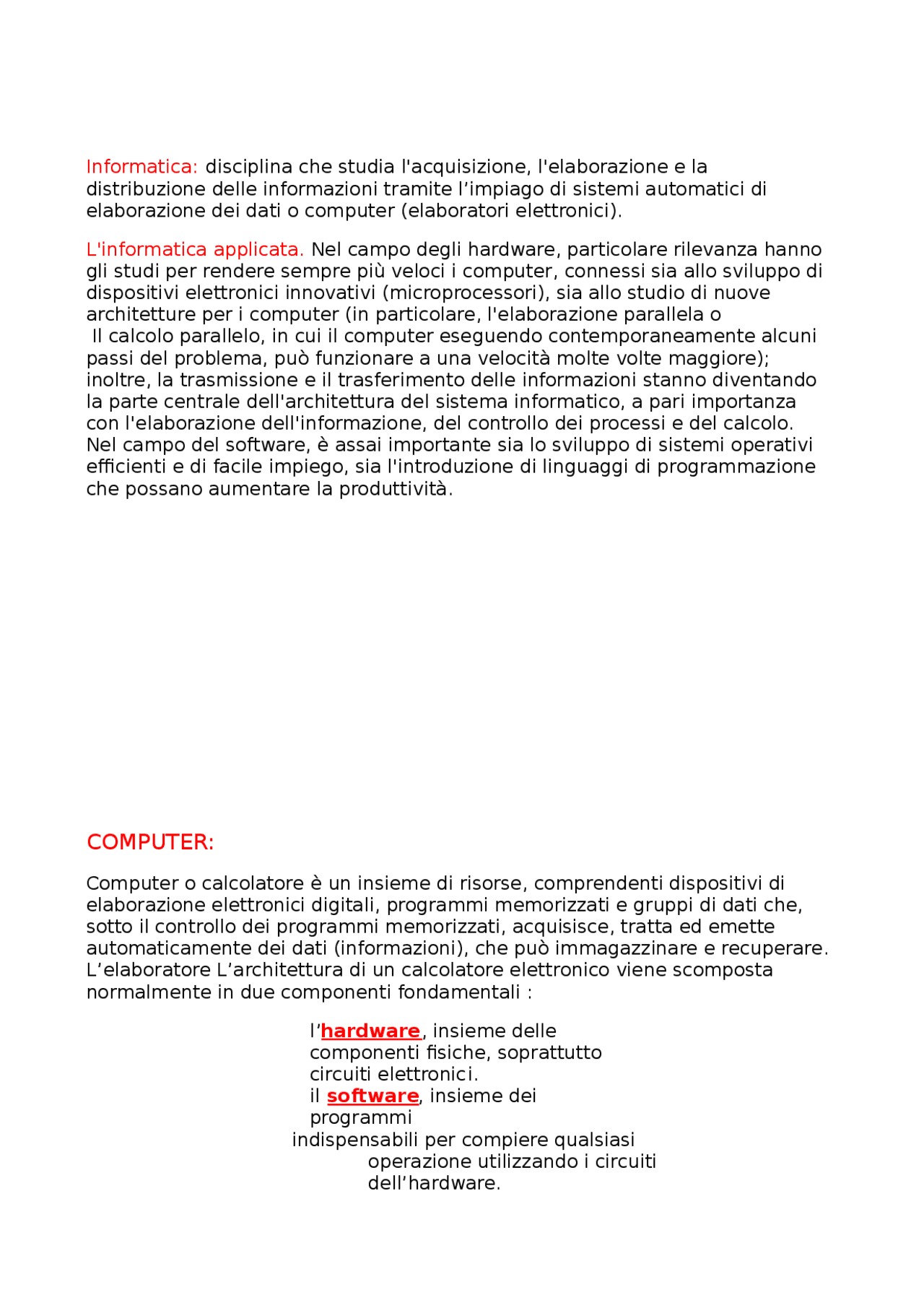 Informatica Docsity