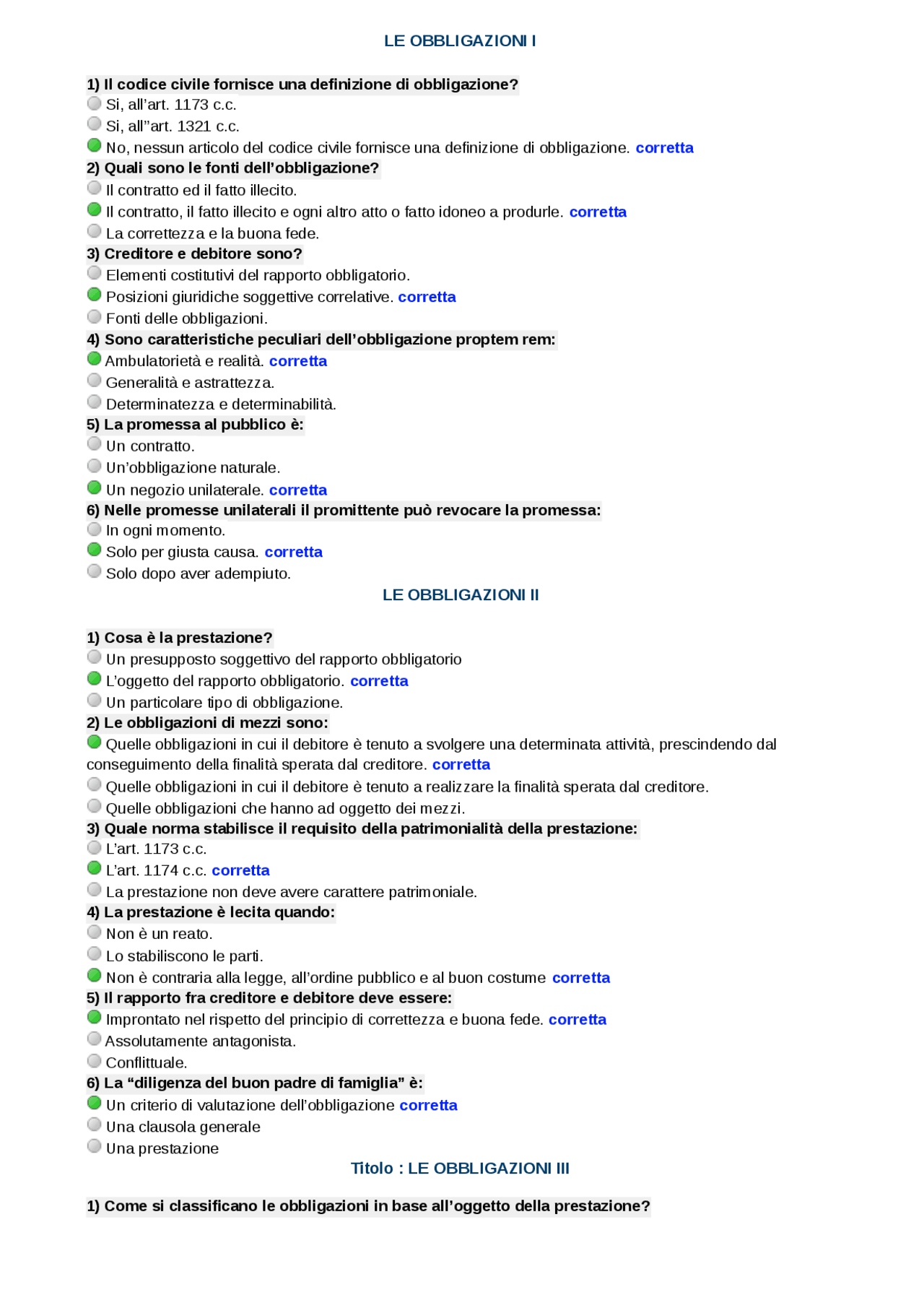 Test Di Autoverifica Sulle Obbligazioni Con Risposte Unicusano