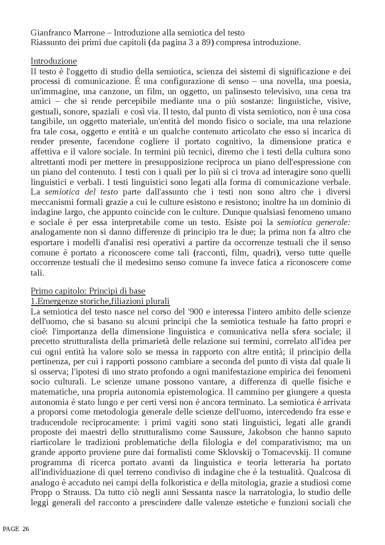 Gianfranco Marrone Introduzione Alla Semiotica Del Testo Docsity