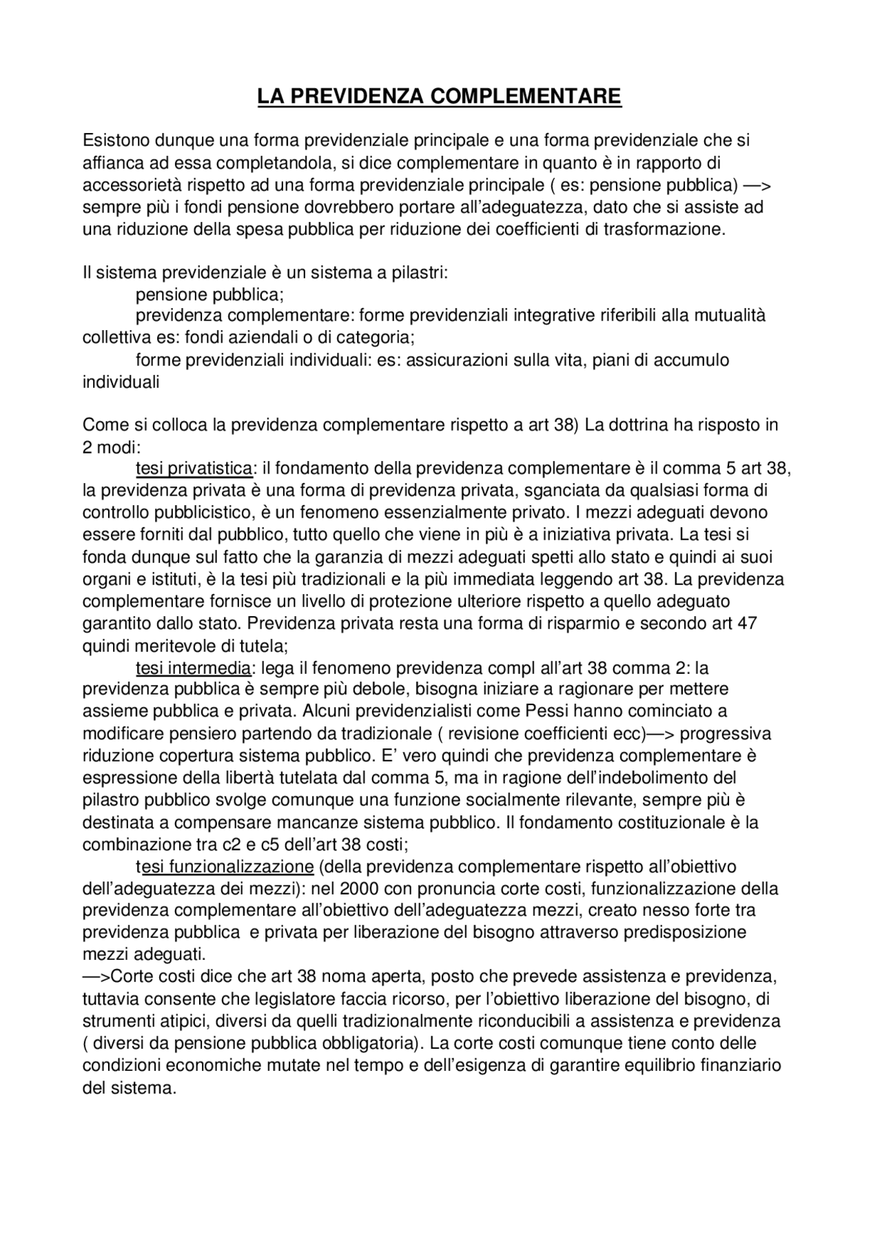 Previdenza complementare - Docsity