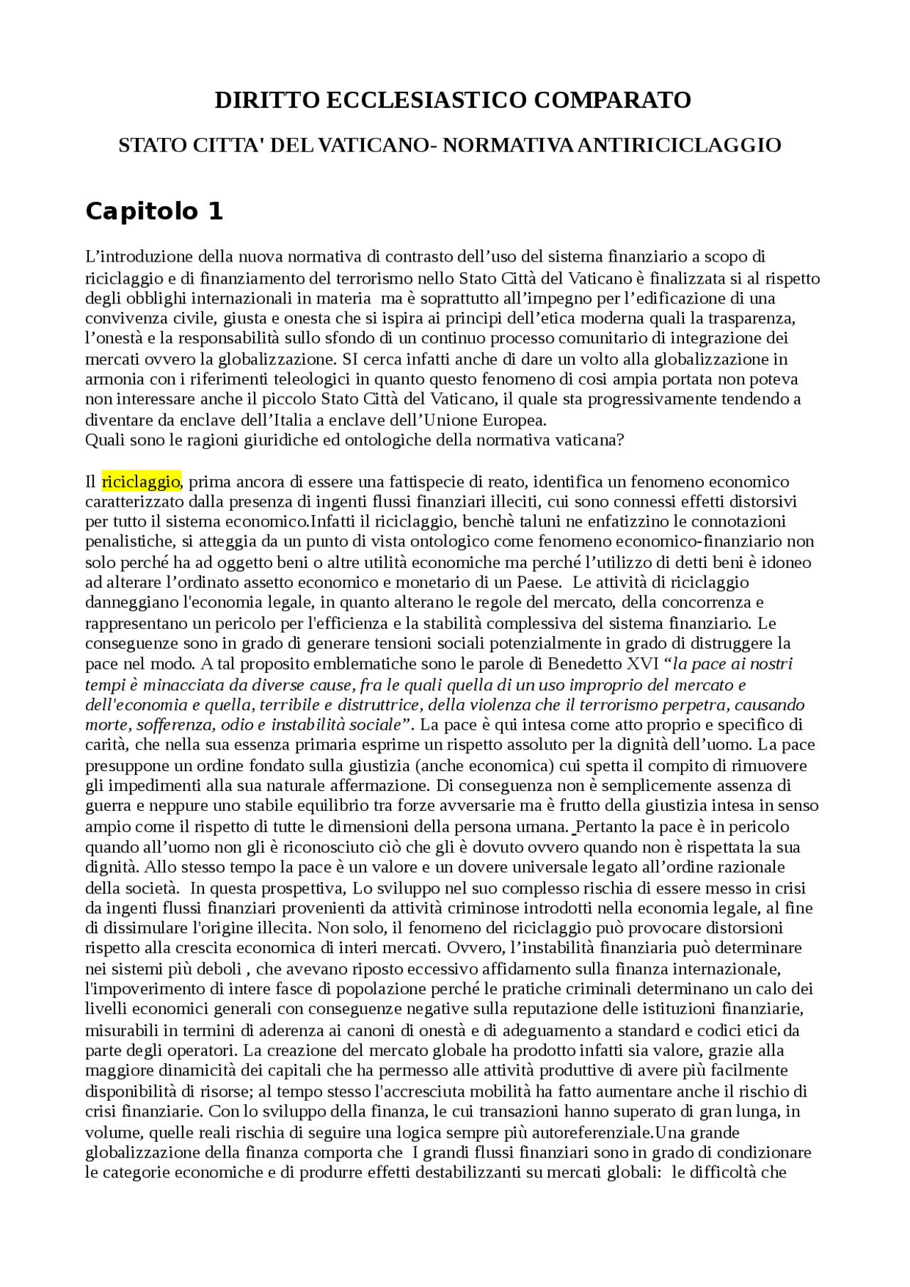 Riassunti del libro "Stato Città del Vaticano - Normativa ...