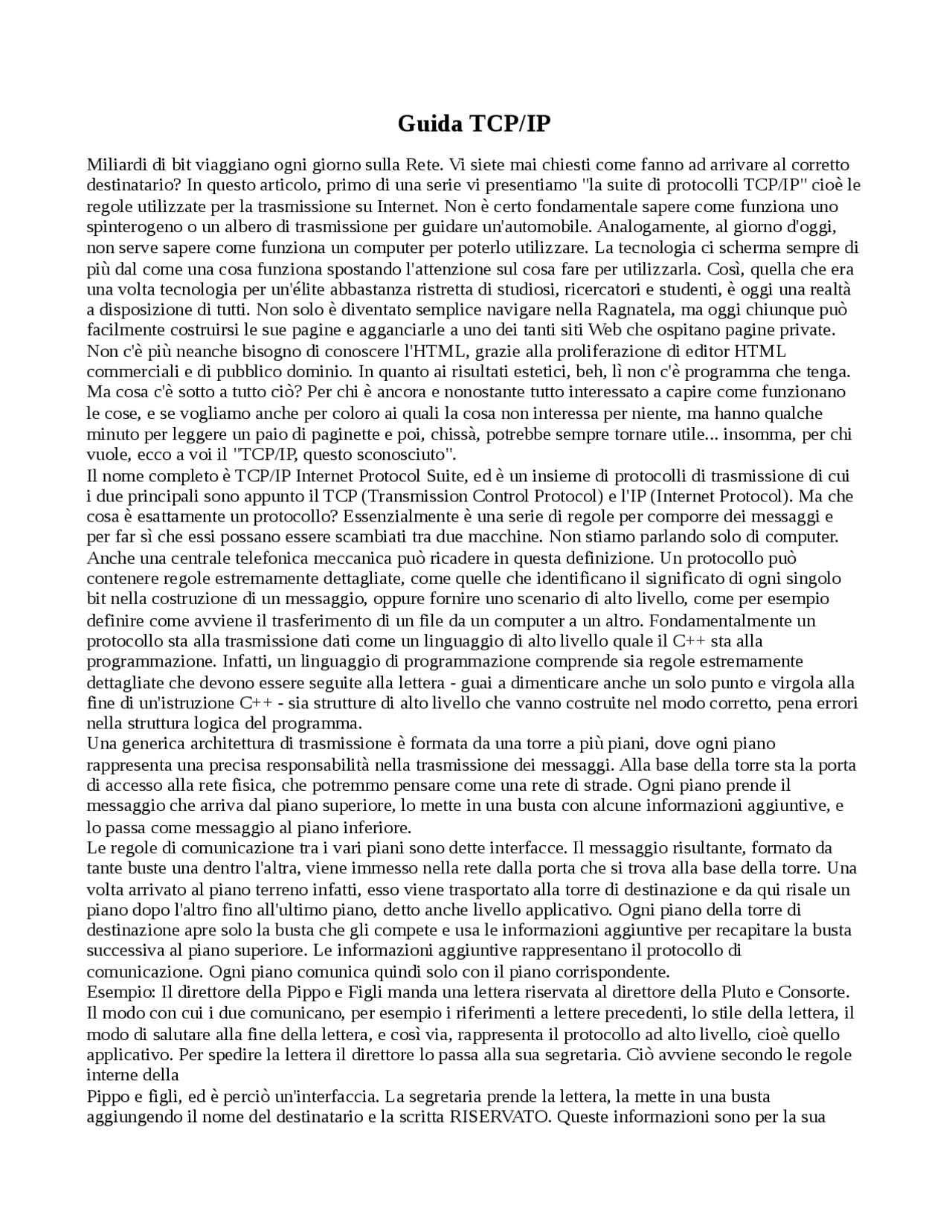 Guida Tcp Ip Docsity