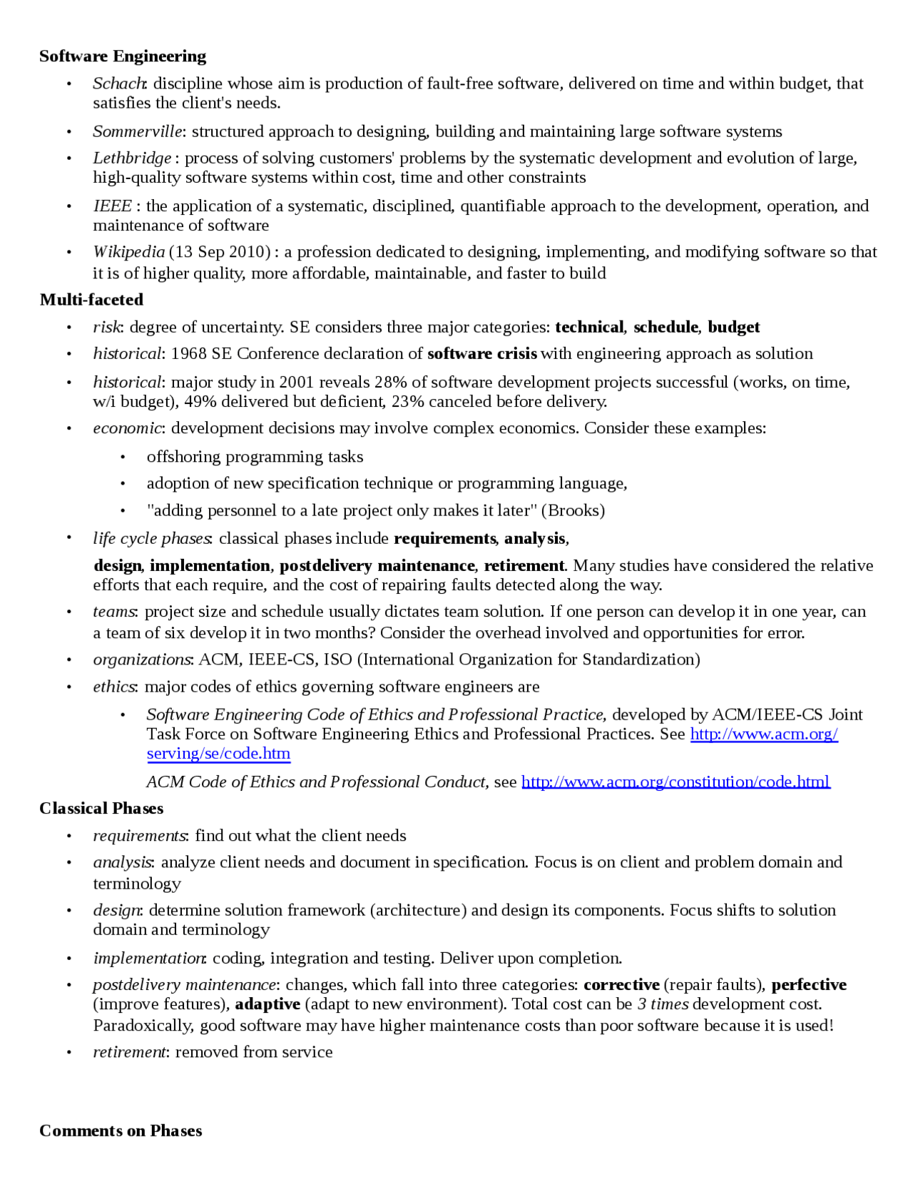 Software Engineering Docsity