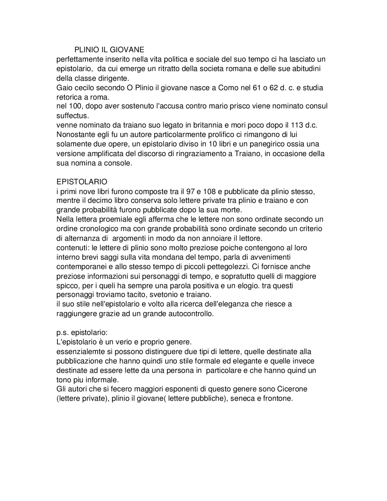 Plinio Il Giovane Latino Apuntes De Latín Docsity