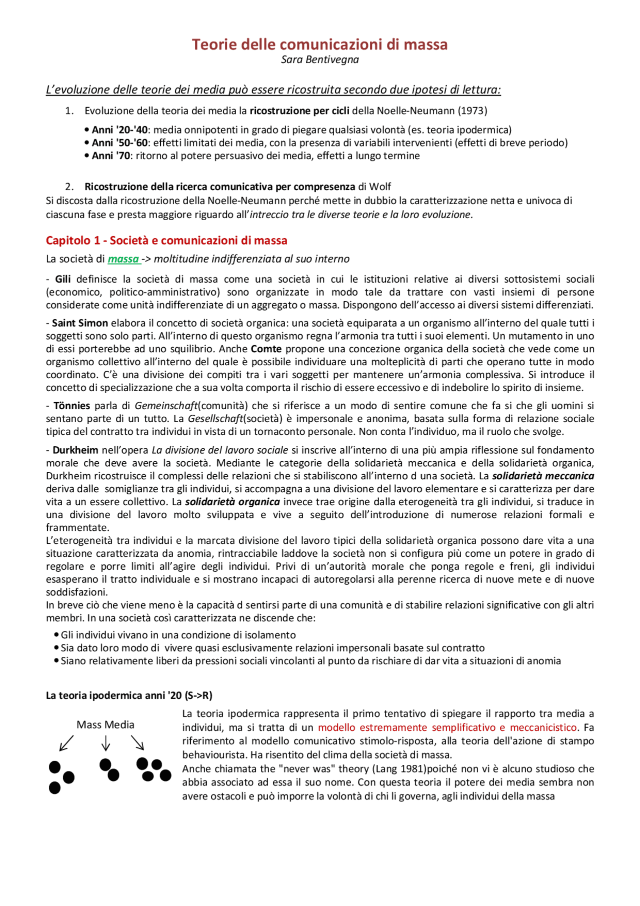 S Bentivegna Teorie Delle Comunicazioni Di Massa Docsity