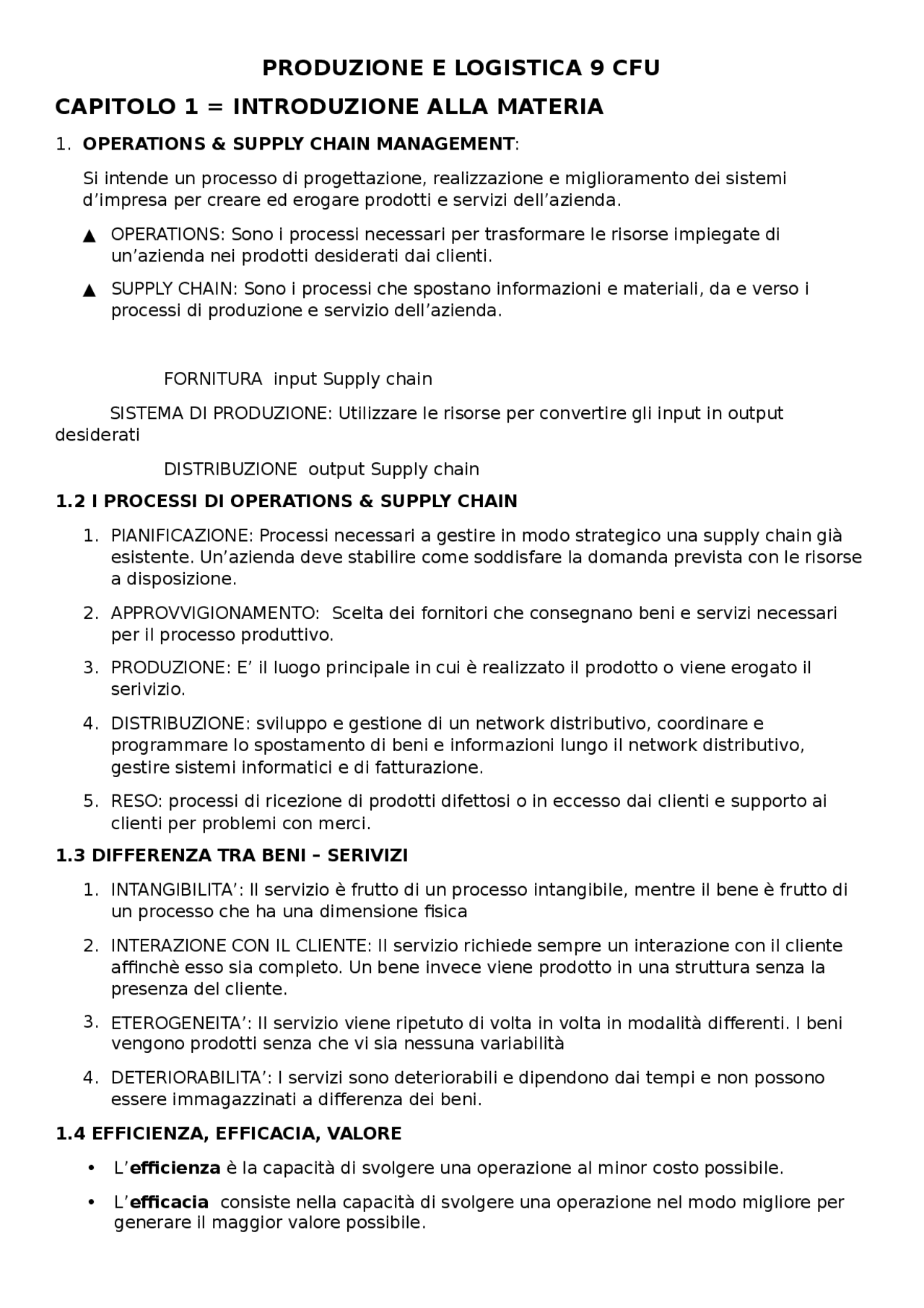 Operations And Supply Chain Management Riassunto Docsity