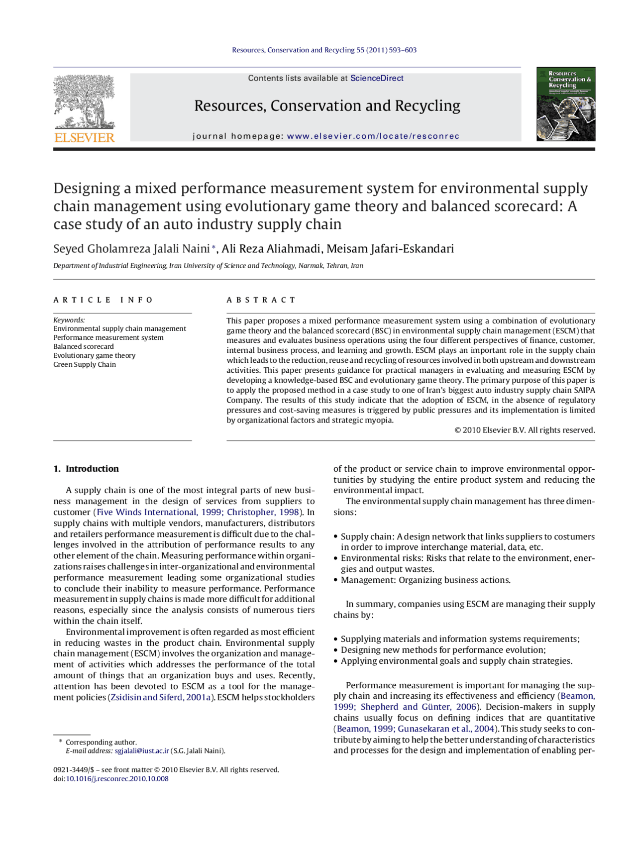 Designing a mixed performance measurement system for environmental ...