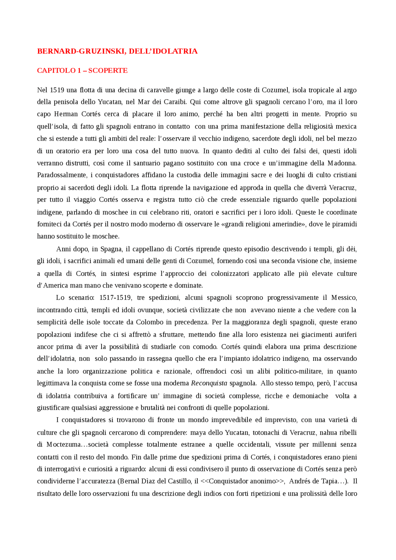 Bernand Gruzinski Dellidolatria Docsity