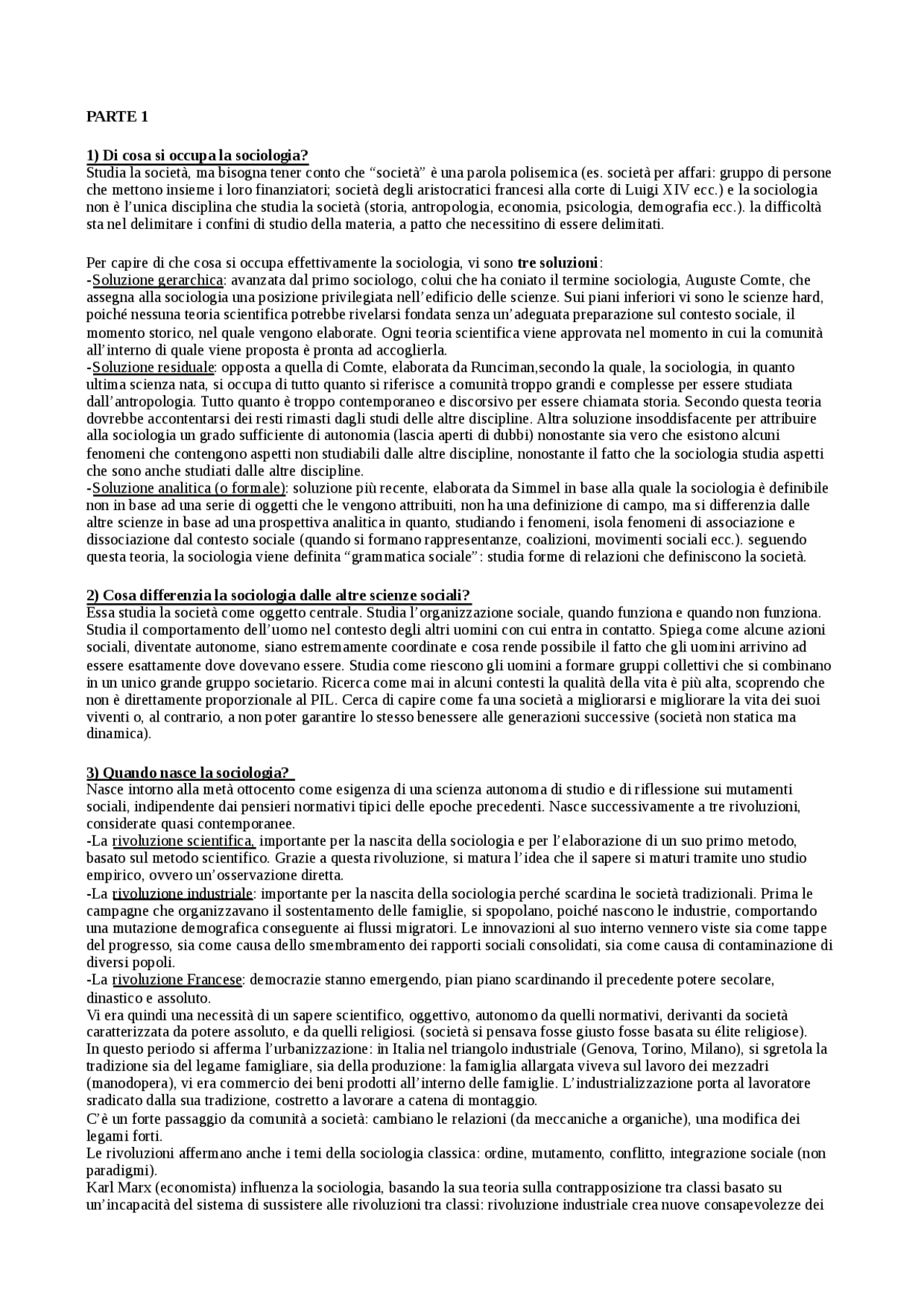 Domande Di Sociologia Prove Desame Di Sociologia Docsity