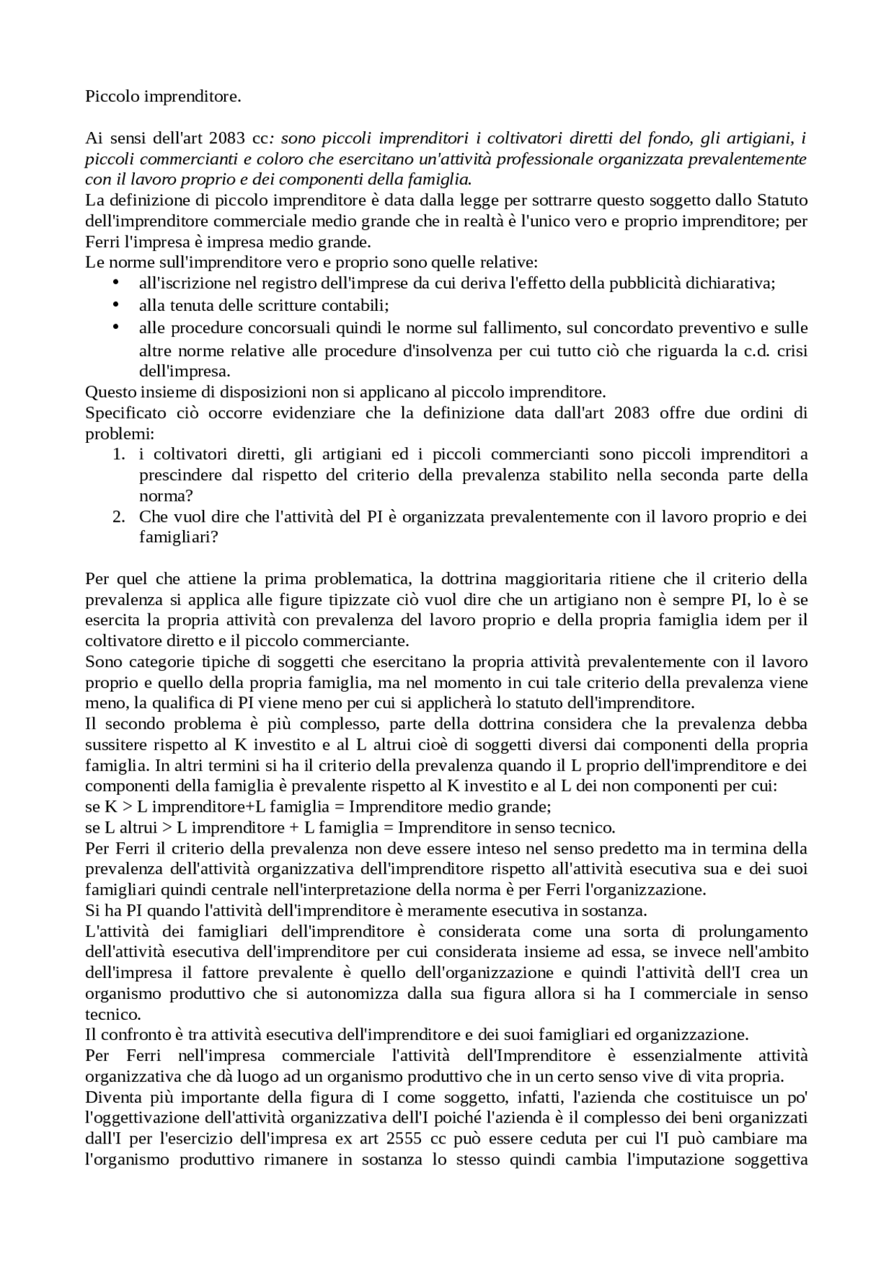 Piccolo Imprenditore Docsity