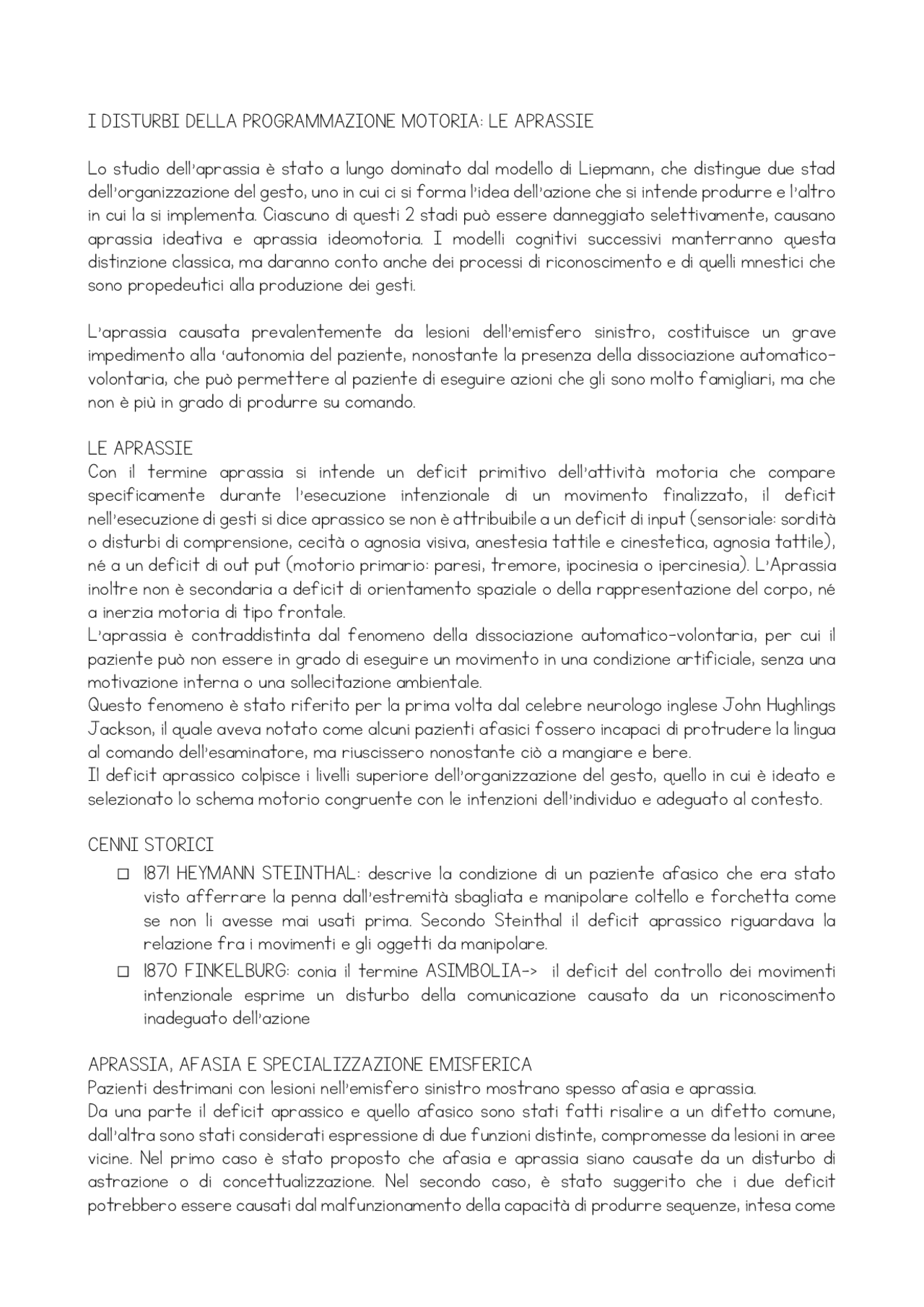 Aprassie Appunti Di Neurologia Docsity