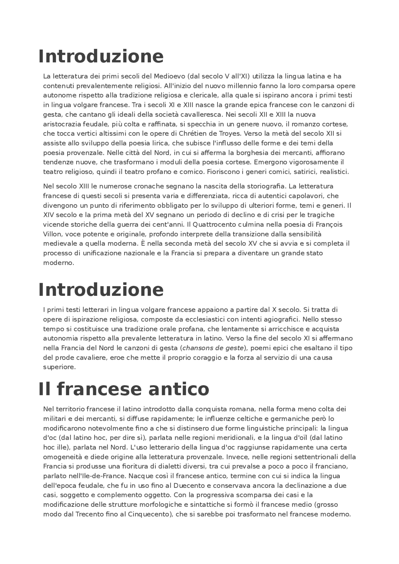 Letteratura Francese Il Medioevo Docsity