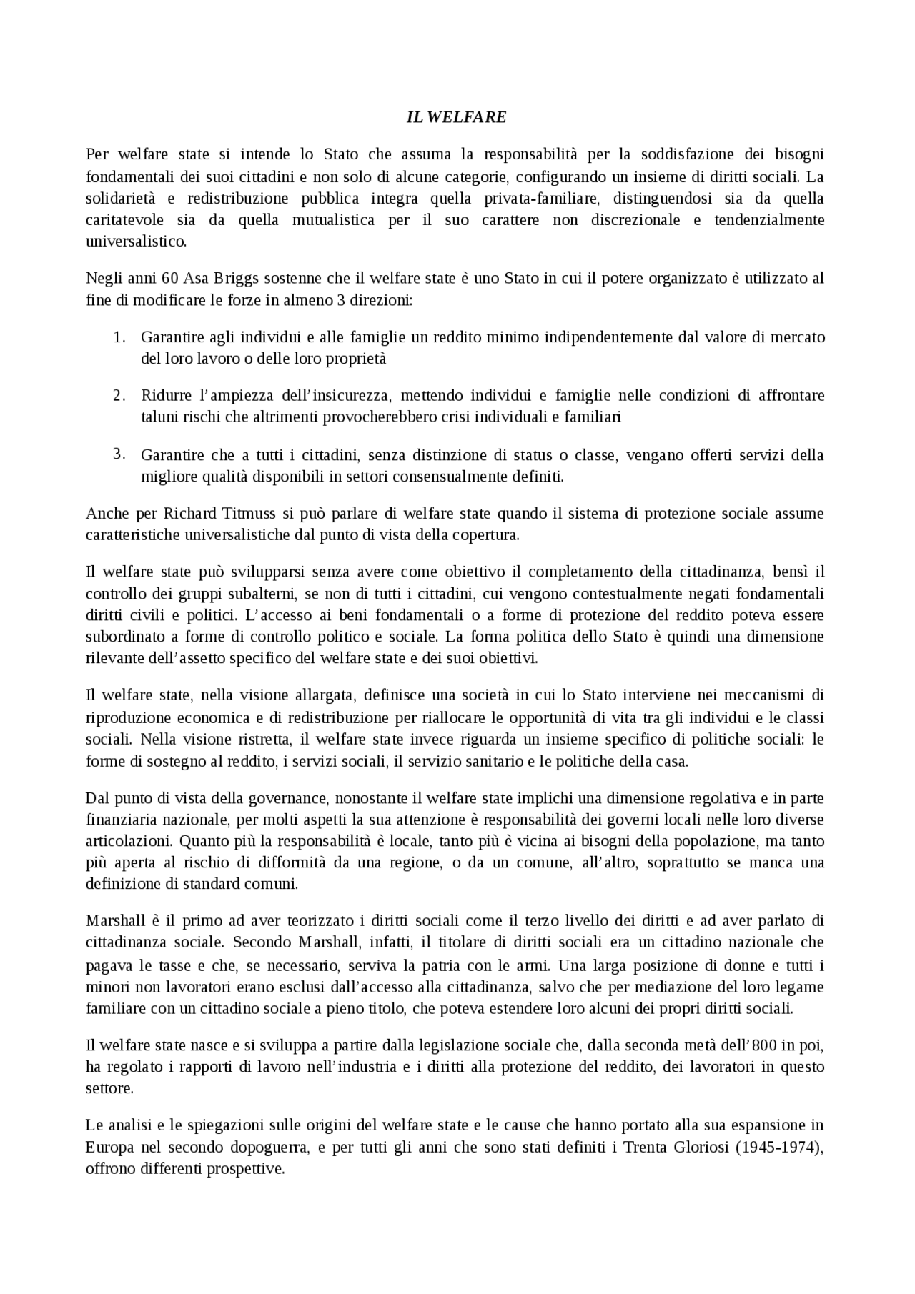 Il Welfare Modelli E Dilemmi Della Cittadinanza Sociale Docsity