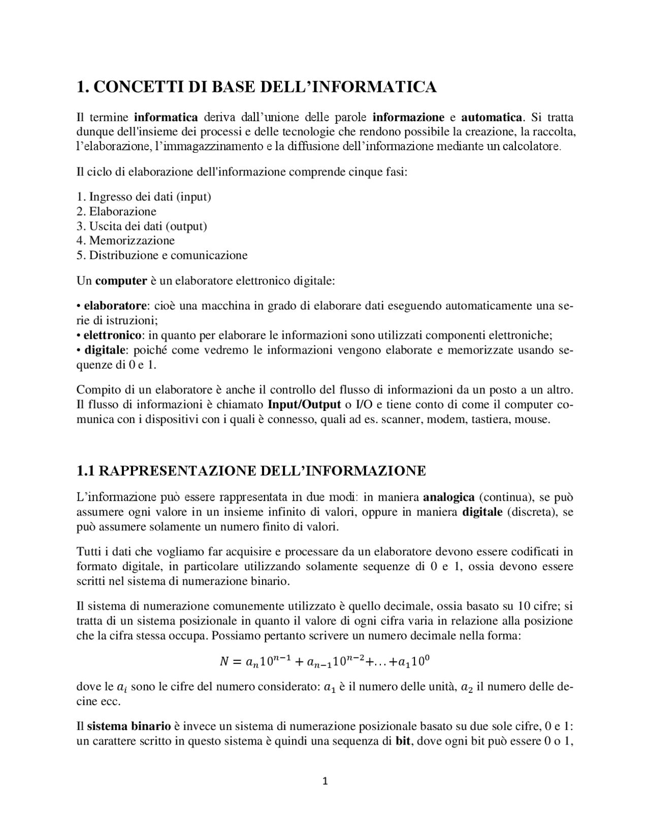 Riassunto idoneità informatica - Docsity