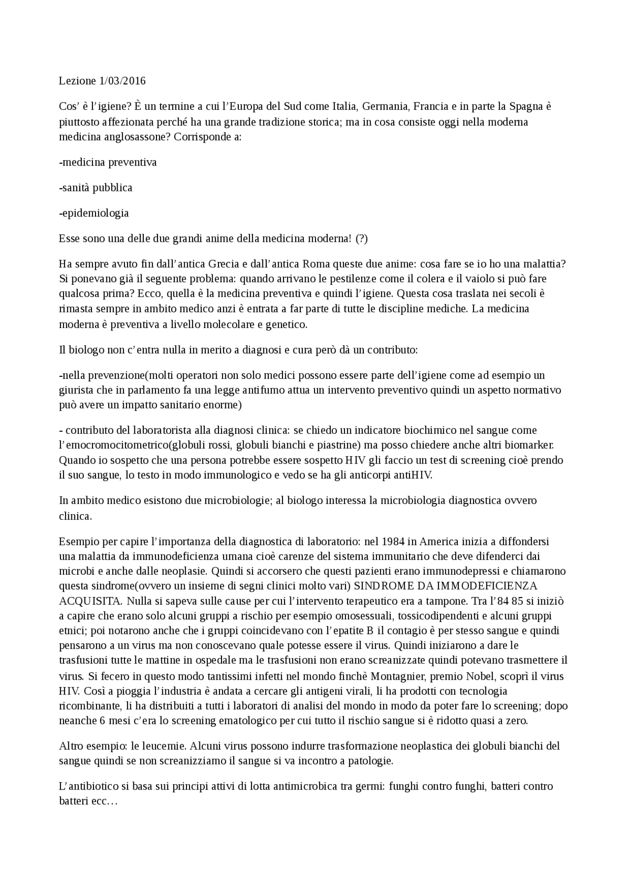 Igiene Docsity