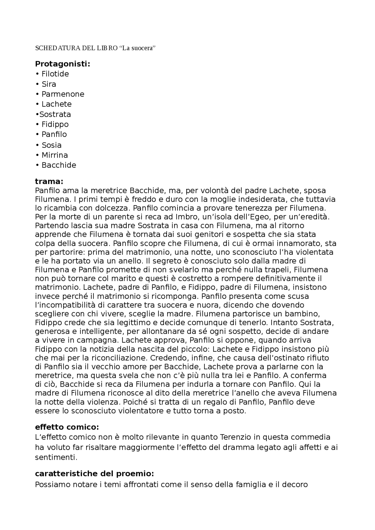 Schedatura Del Libro La Suocera Docsity
