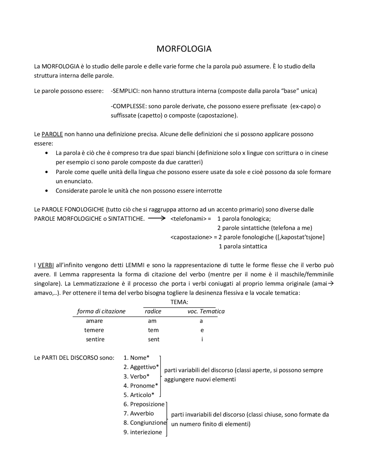 MORFOLOGIA e LESSICO E LESSICOLOGIA e SINTASSI | Schemi e mappe concettuali di Linguistica | Docsity
