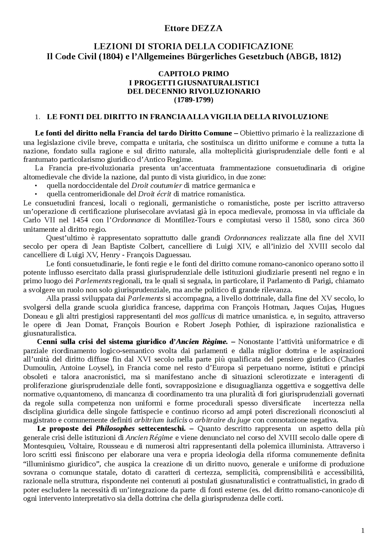 Riassunto Dezza Docsity
