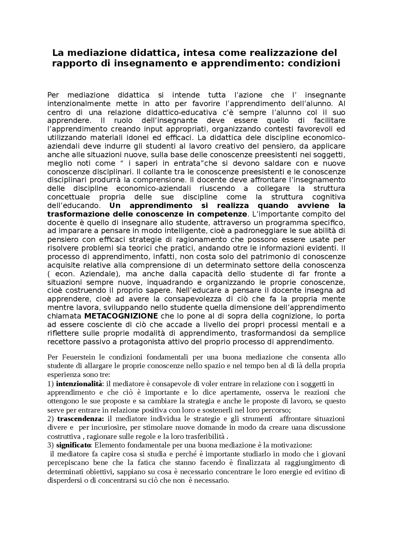 La Mediazione Didattica Docsity