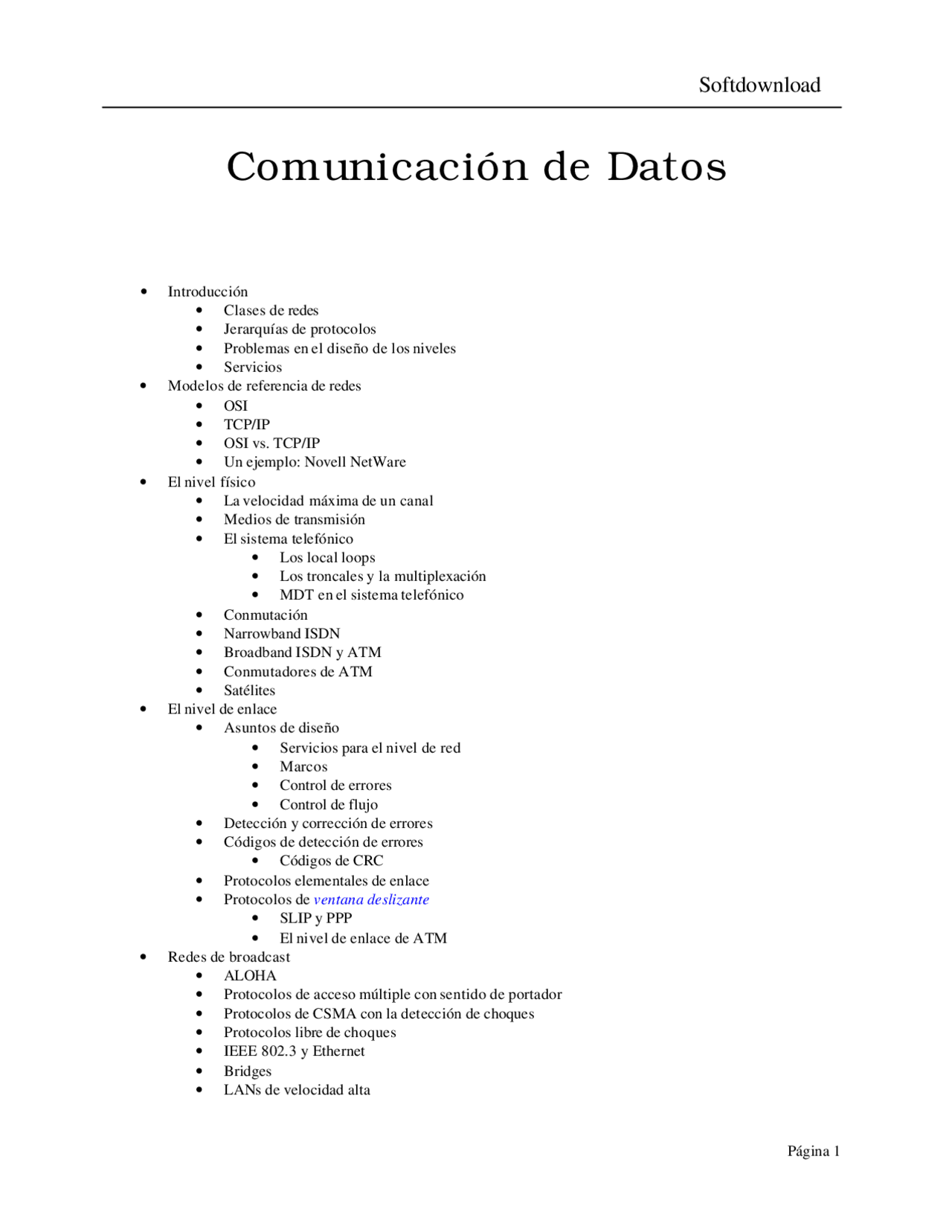 Comunicaciones De Datos Apuntes De Computación Aplicada Docsity