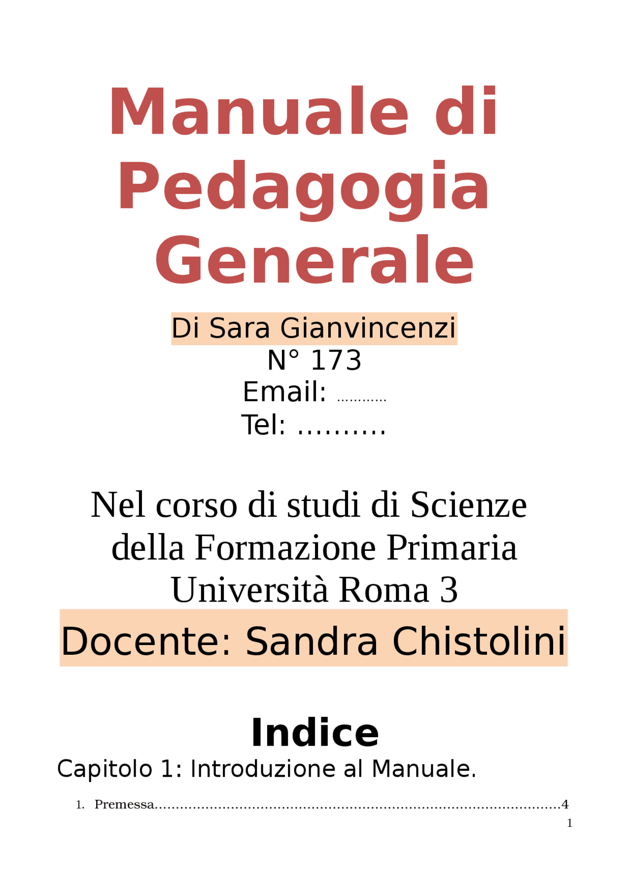I Problema Delleducazione Dalle Origini Ad Oggi Chistolini Docsity