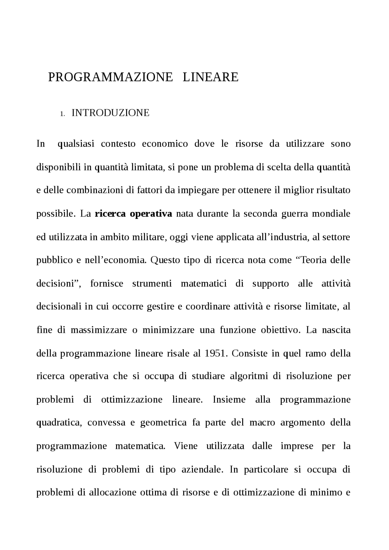 Programmazione Lineare Docsity