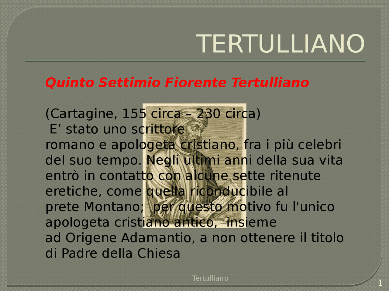 Tertulliano | Appunti di Storia | Docsity