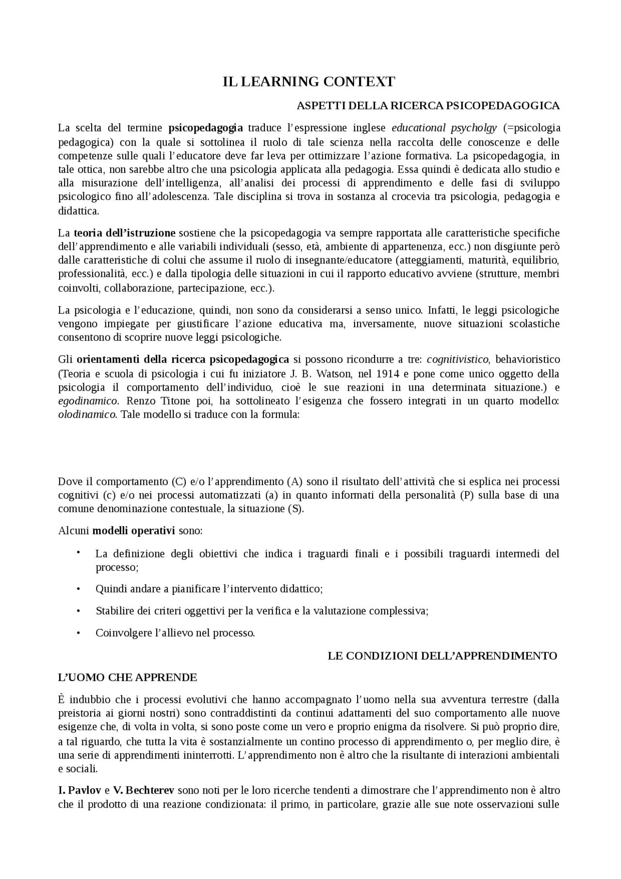 Il Learning Context Docsity