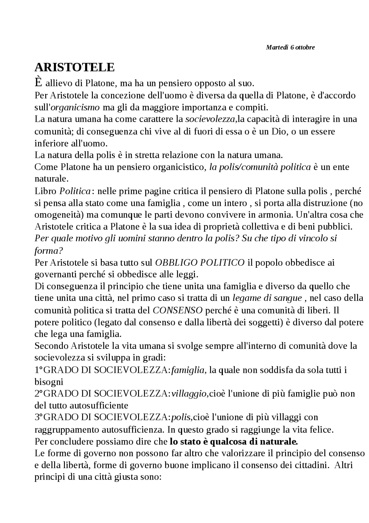 Aristotele Docsity
