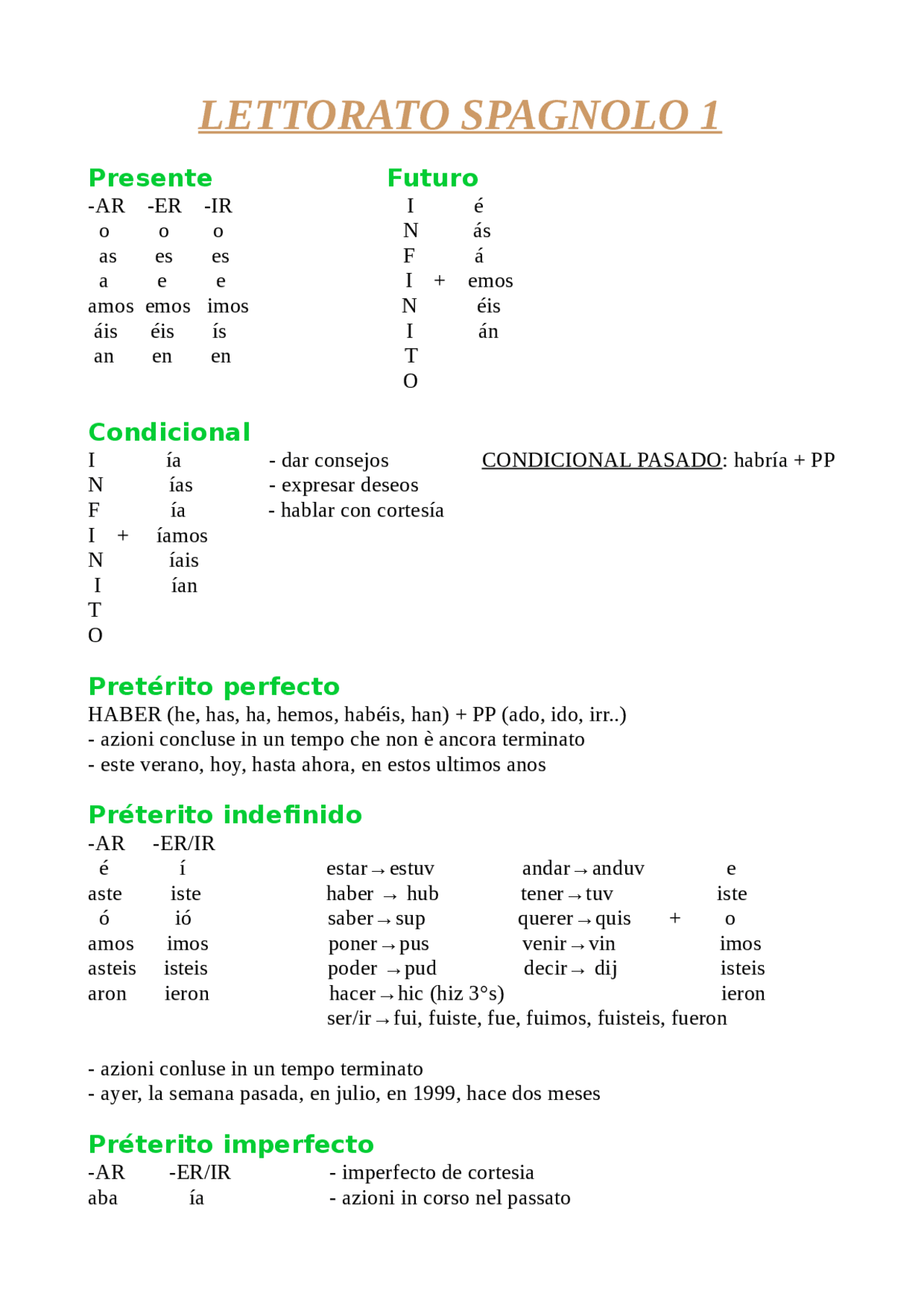 Lettorato Spagnolo 1 Docsity