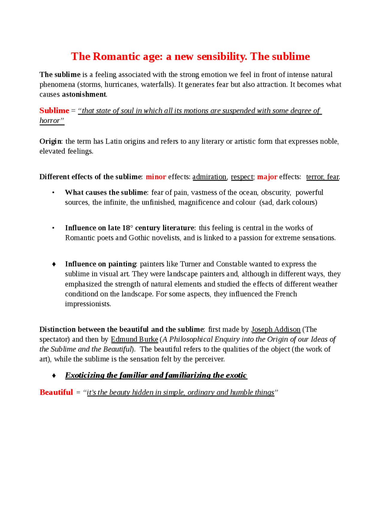 The Romantic Age Docsity