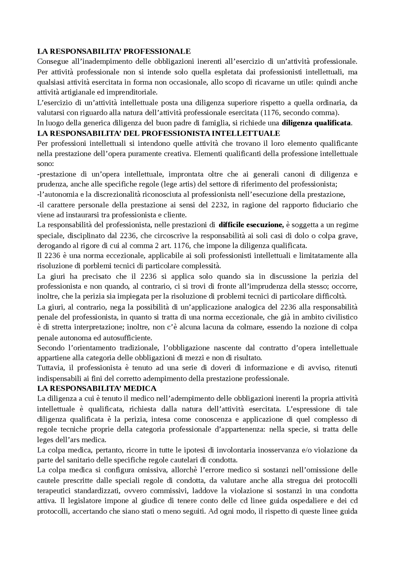 La Responsabilita Professionale Docsity